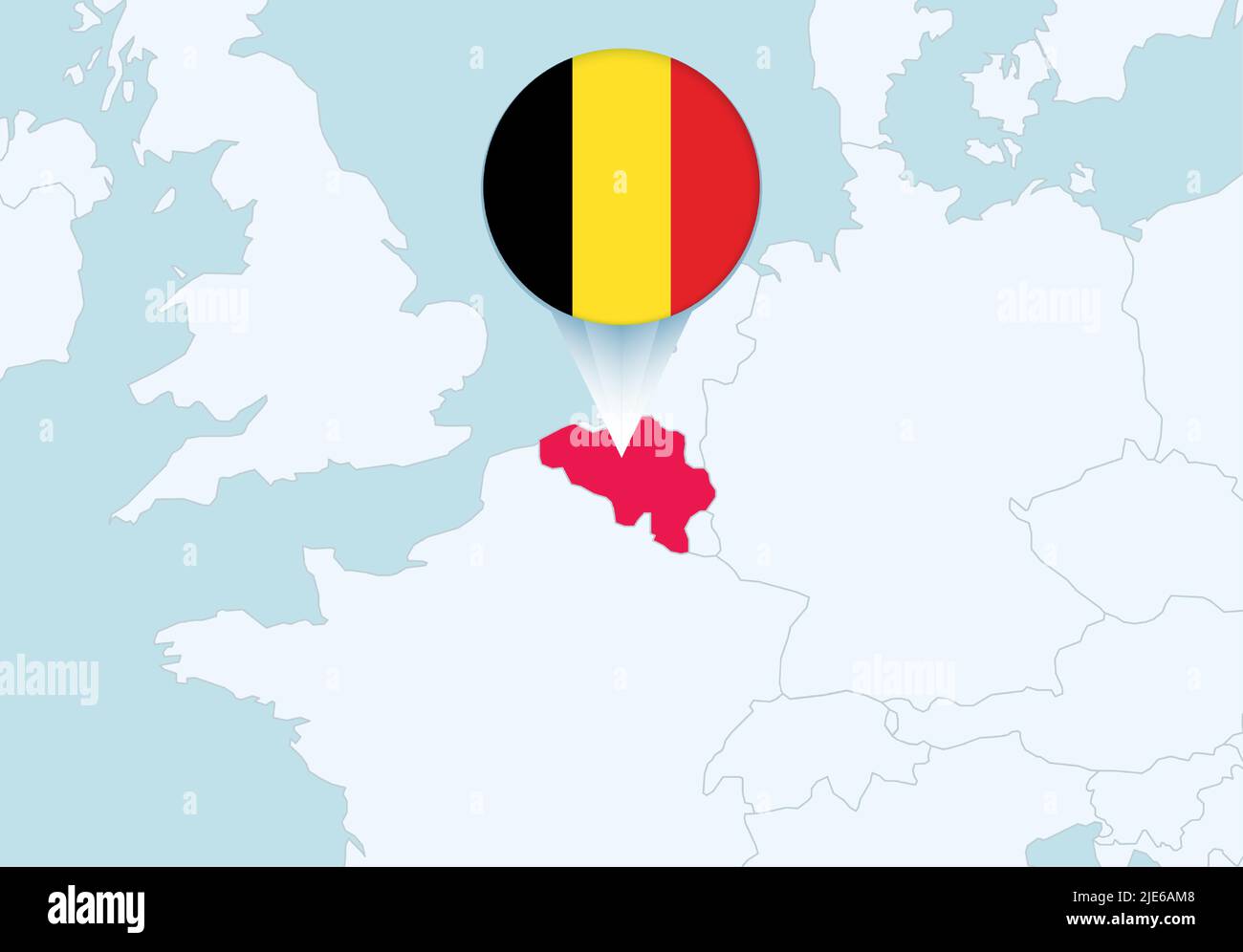 Europe with selected Belgium map and Belgium flag icon. Vector map and ...