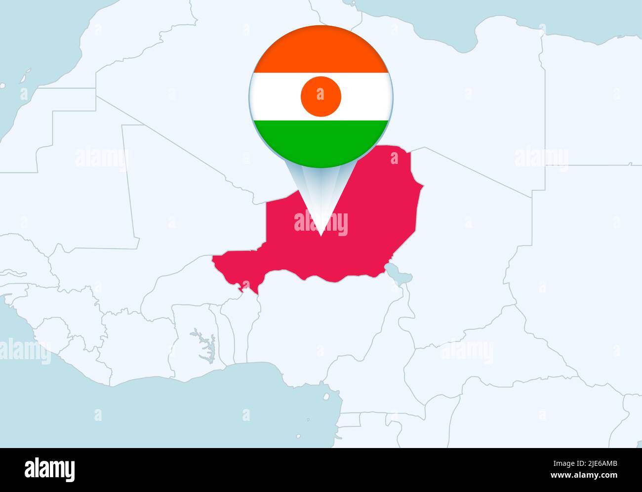 Africa with selected Niger map and Niger flag icon. Vector map and flag ...