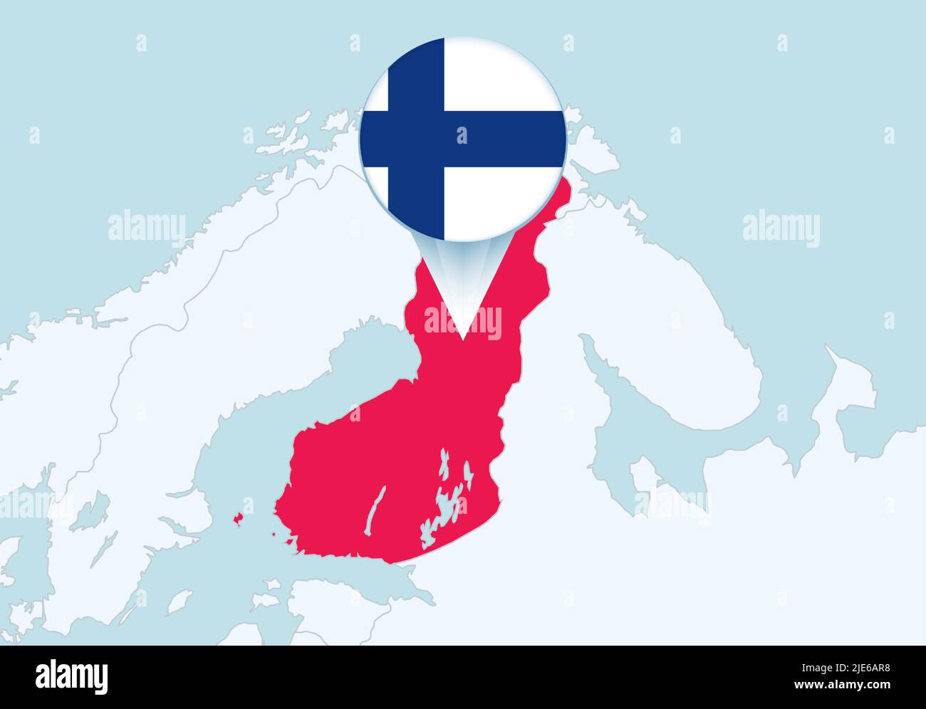 Europe with selected Finland map and Finland flag icon. Vector map and ...