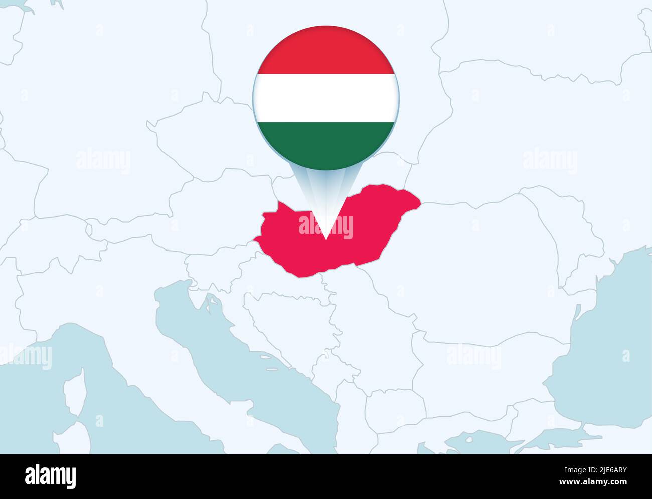 Europe with selected Hungary map and Hungary flag icon. Vector map and ...