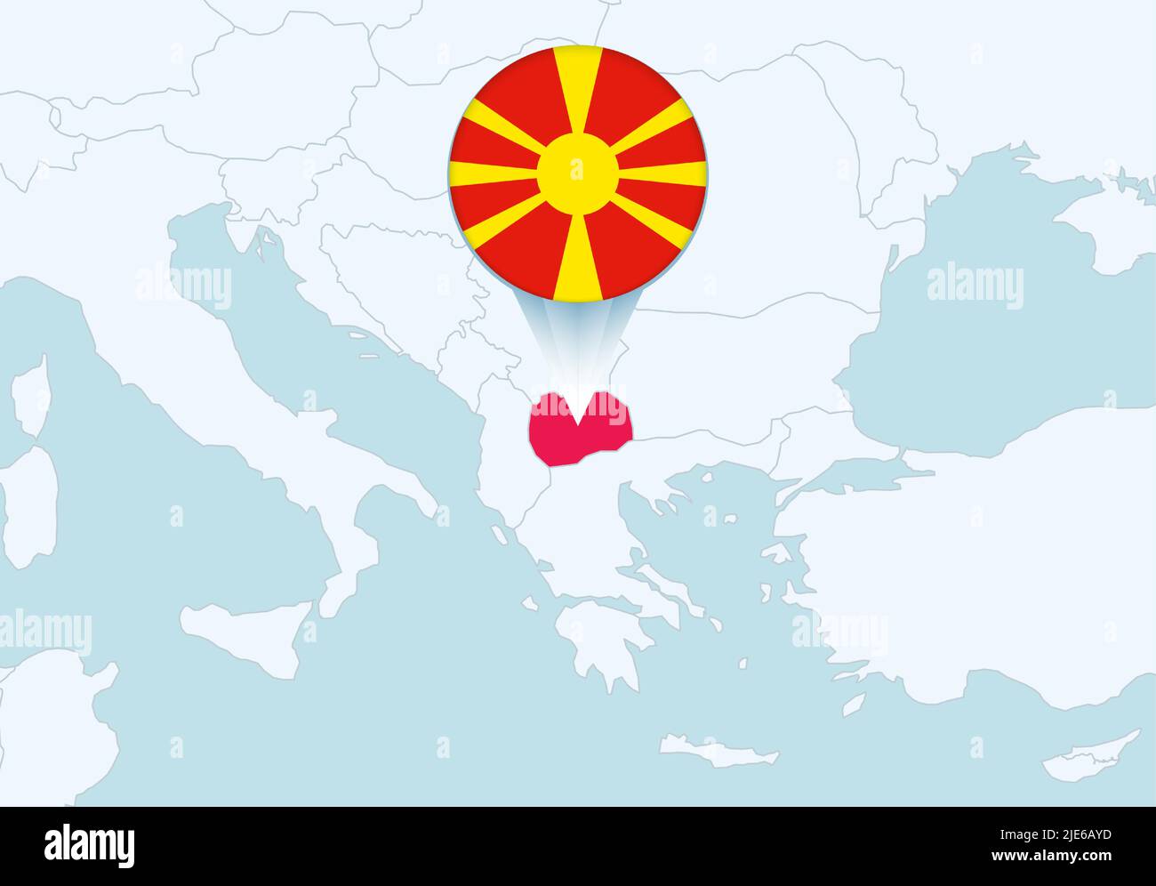 Europe with selected Macedonia map and Macedonia flag icon. Vector map ...