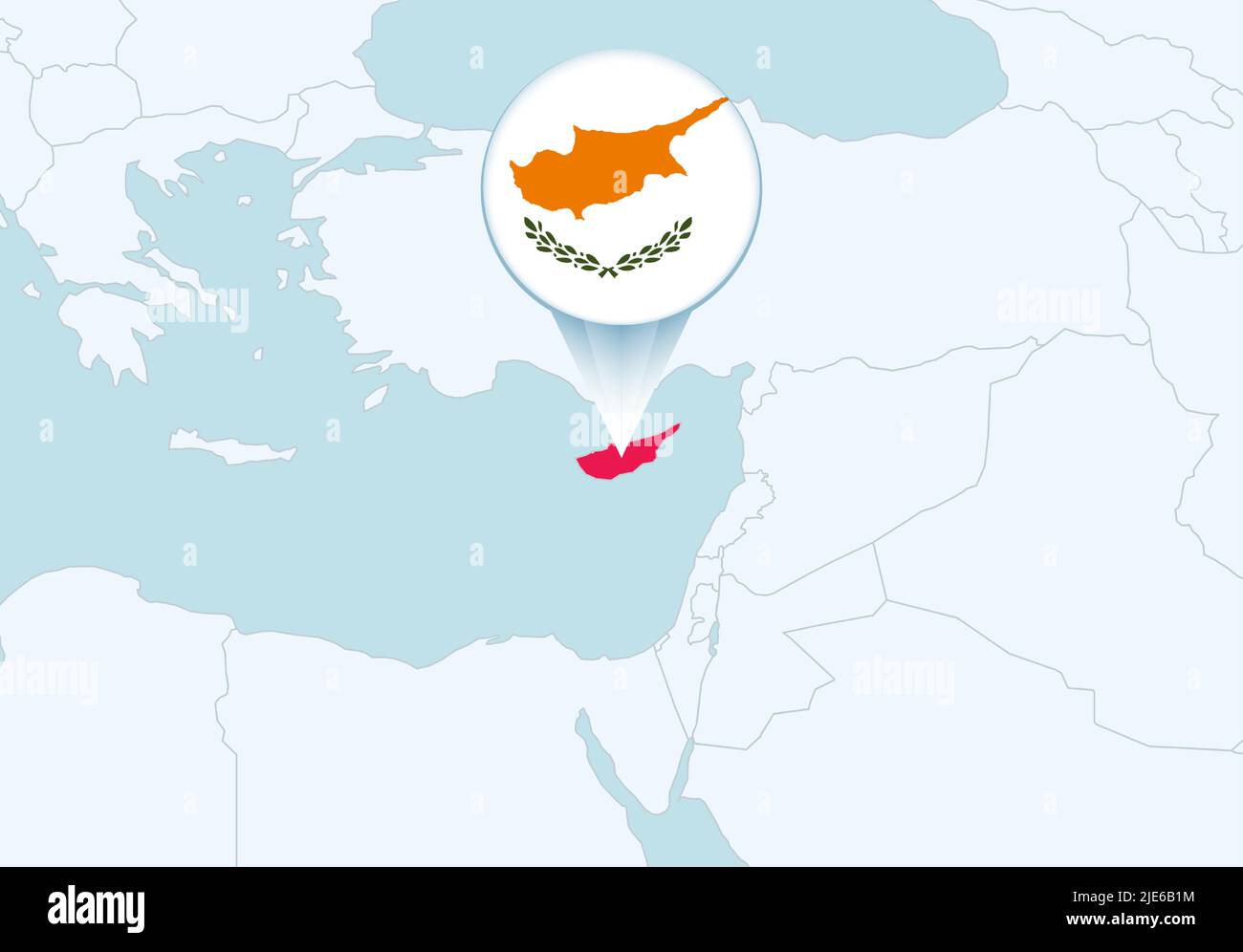 Europe with selected Cyprus map and Cyprus flag icon. Vector map and ...