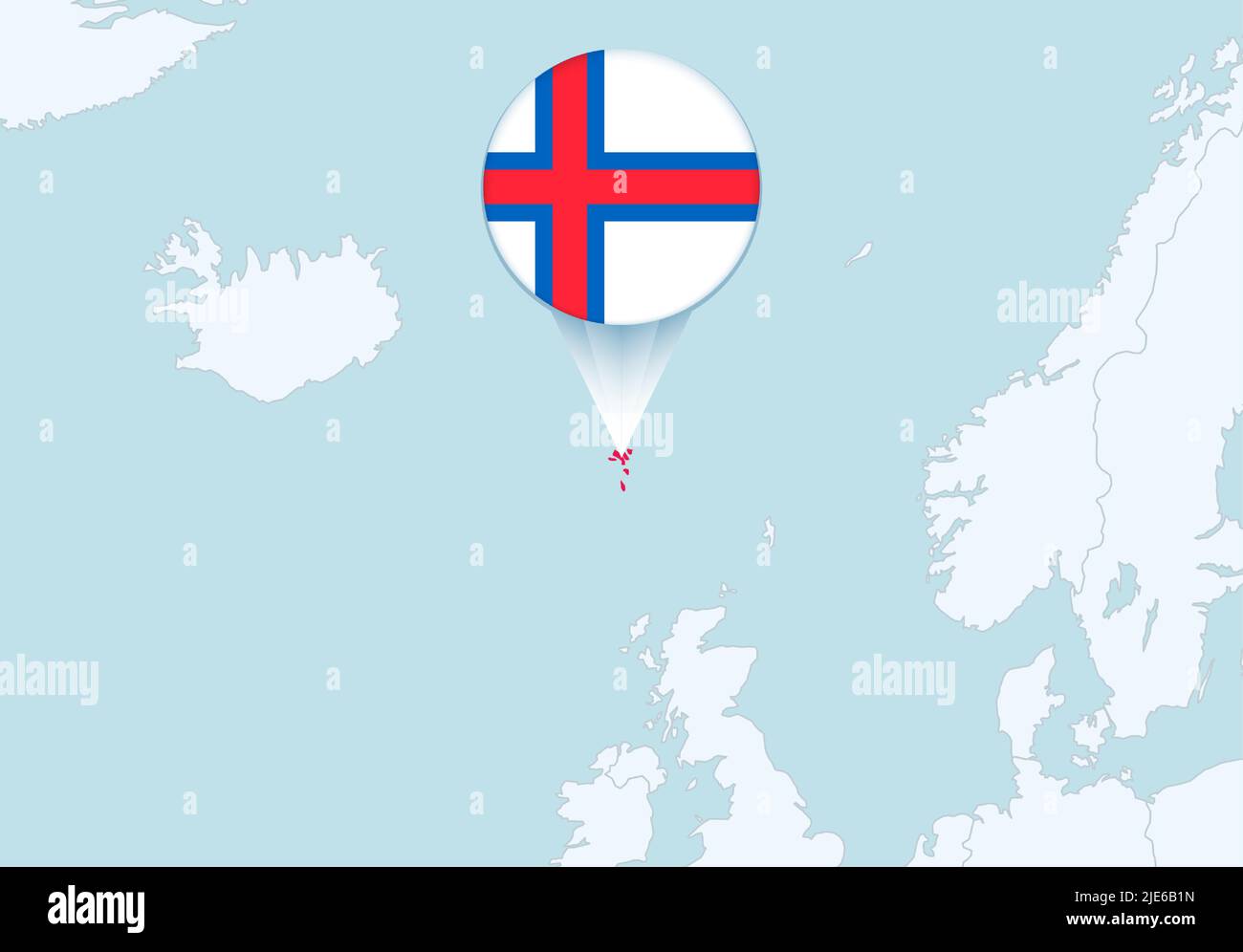 Europe with selected Faroe Islands map and Faroe Islands flag icon ...