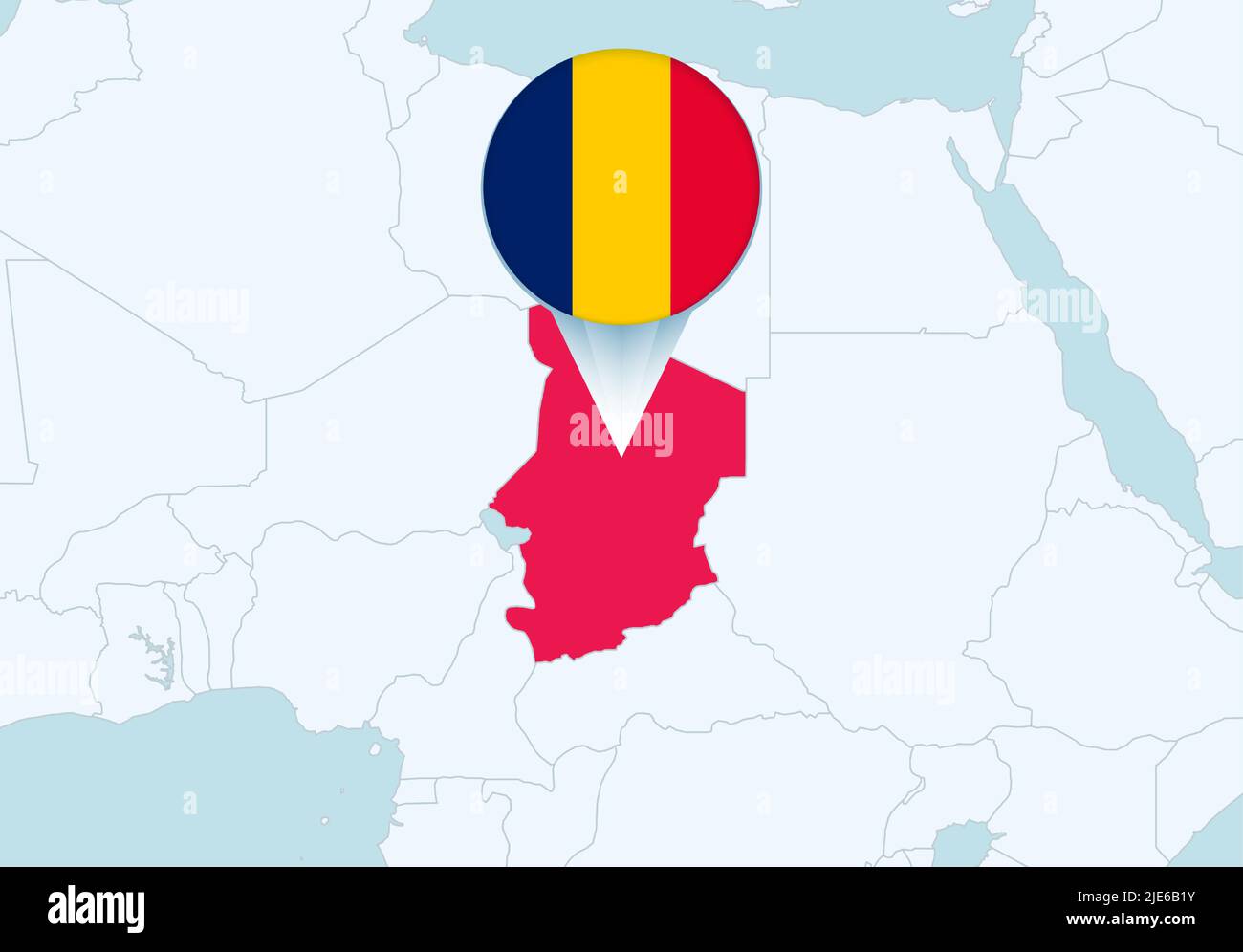 Africa with selected Chad map and Chad flag icon. Vector map and flag ...