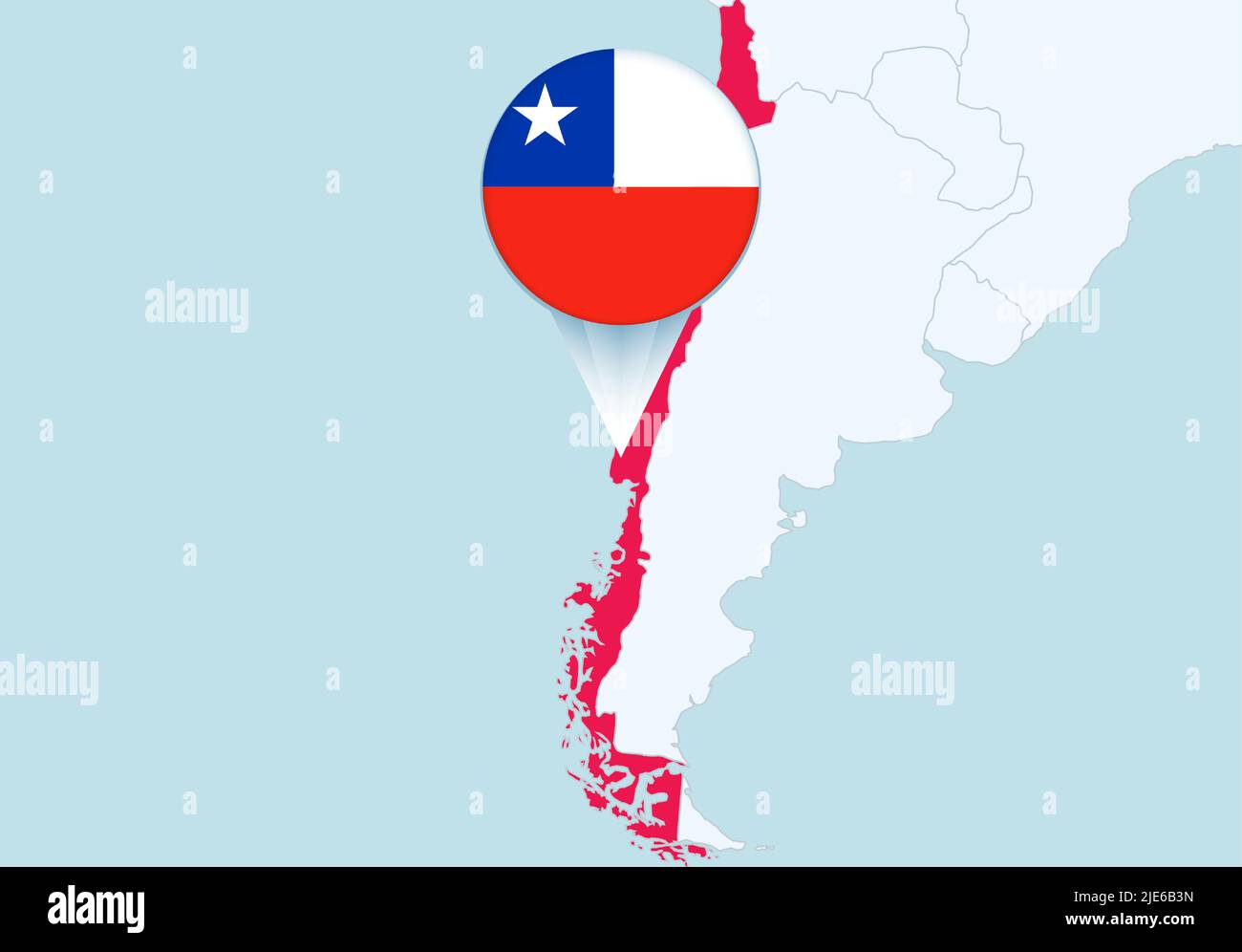 America with selected Chile map and Chile flag icon. Vector map and ...