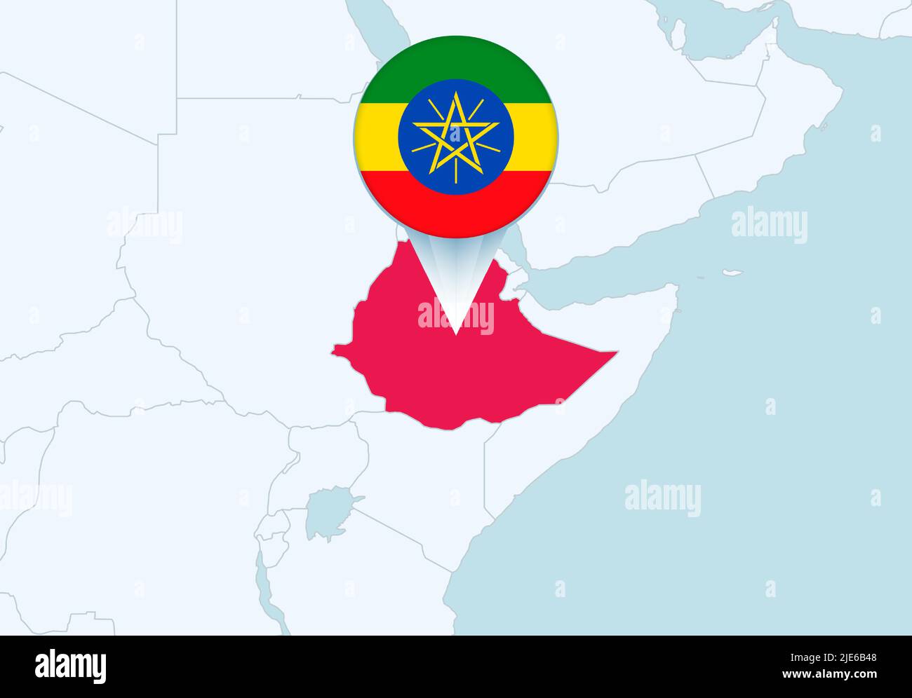 Africa with selected Ethiopia map and Ethiopia flag icon. Vector map ...