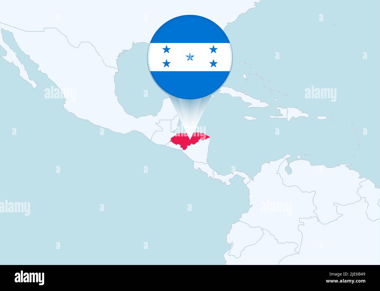 America with selected Honduras map and Honduras flag icon. Vector map ...