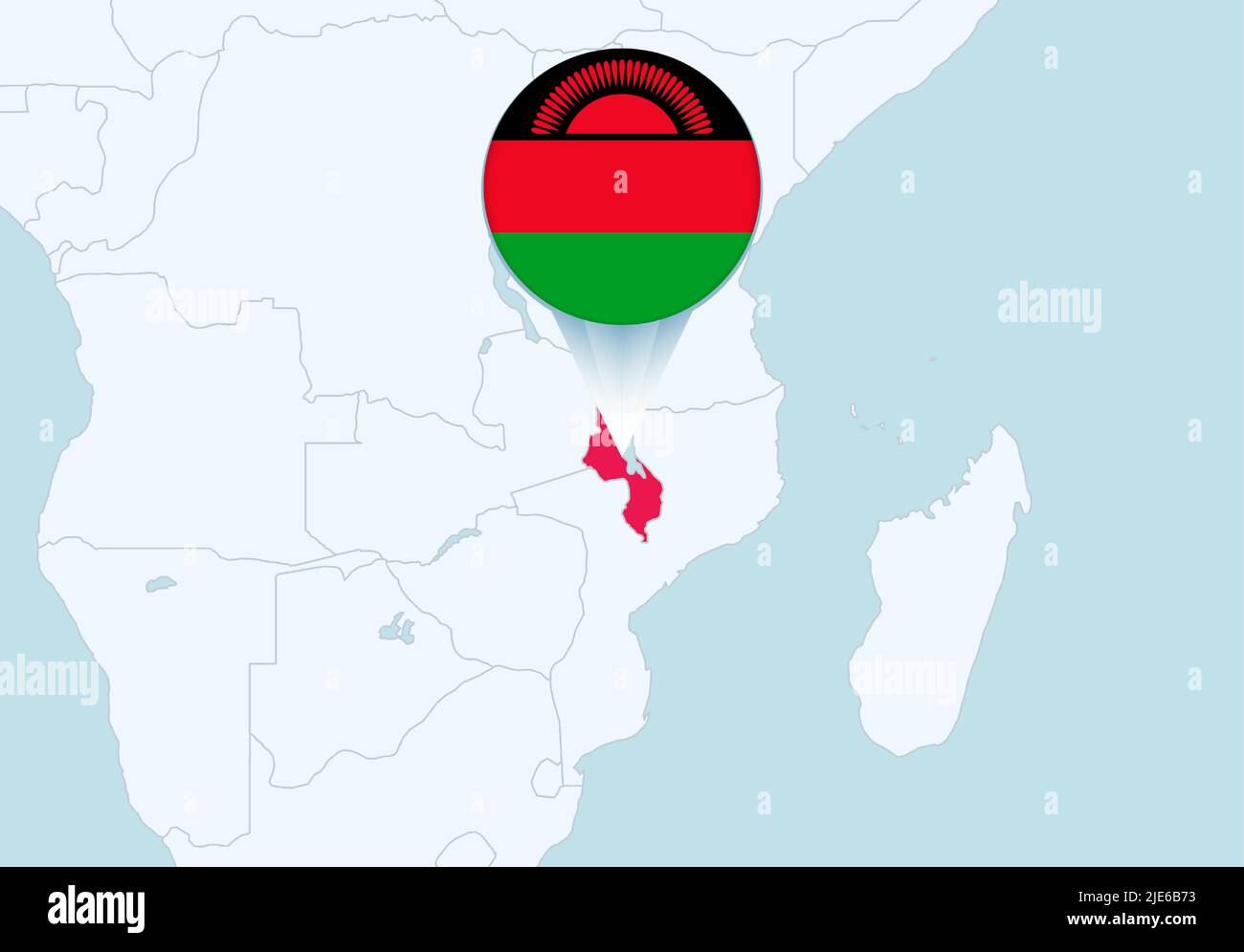 Africa With Selected Malawi Map And Malawi Flag Icon Vector Map And
