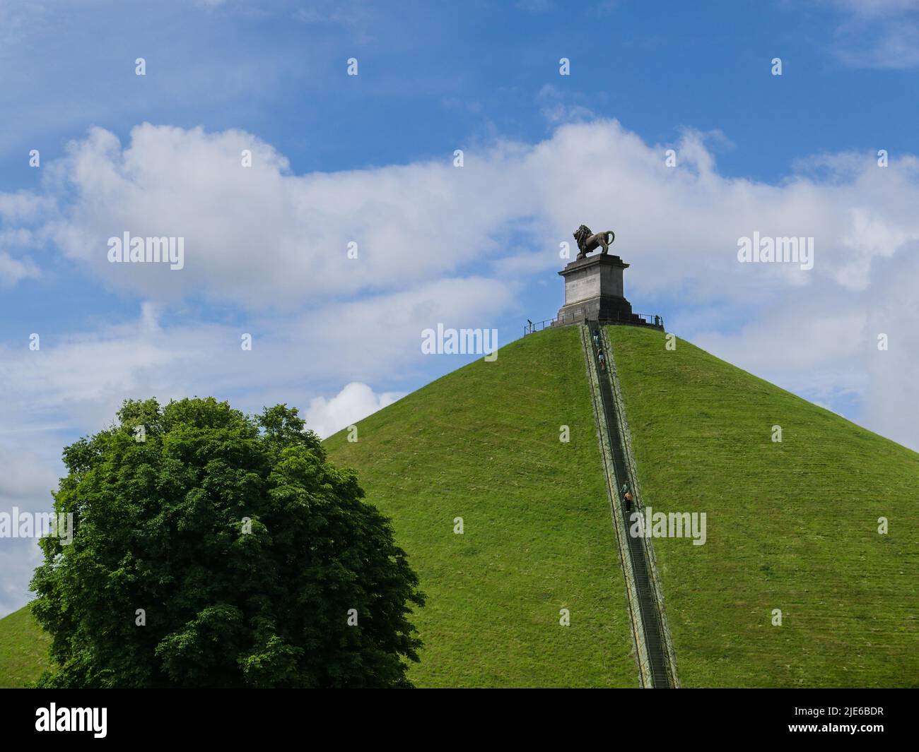 Monument Butte du Lion, Leeuw van Waterloo, in Belgium Stock Photo - Alamy