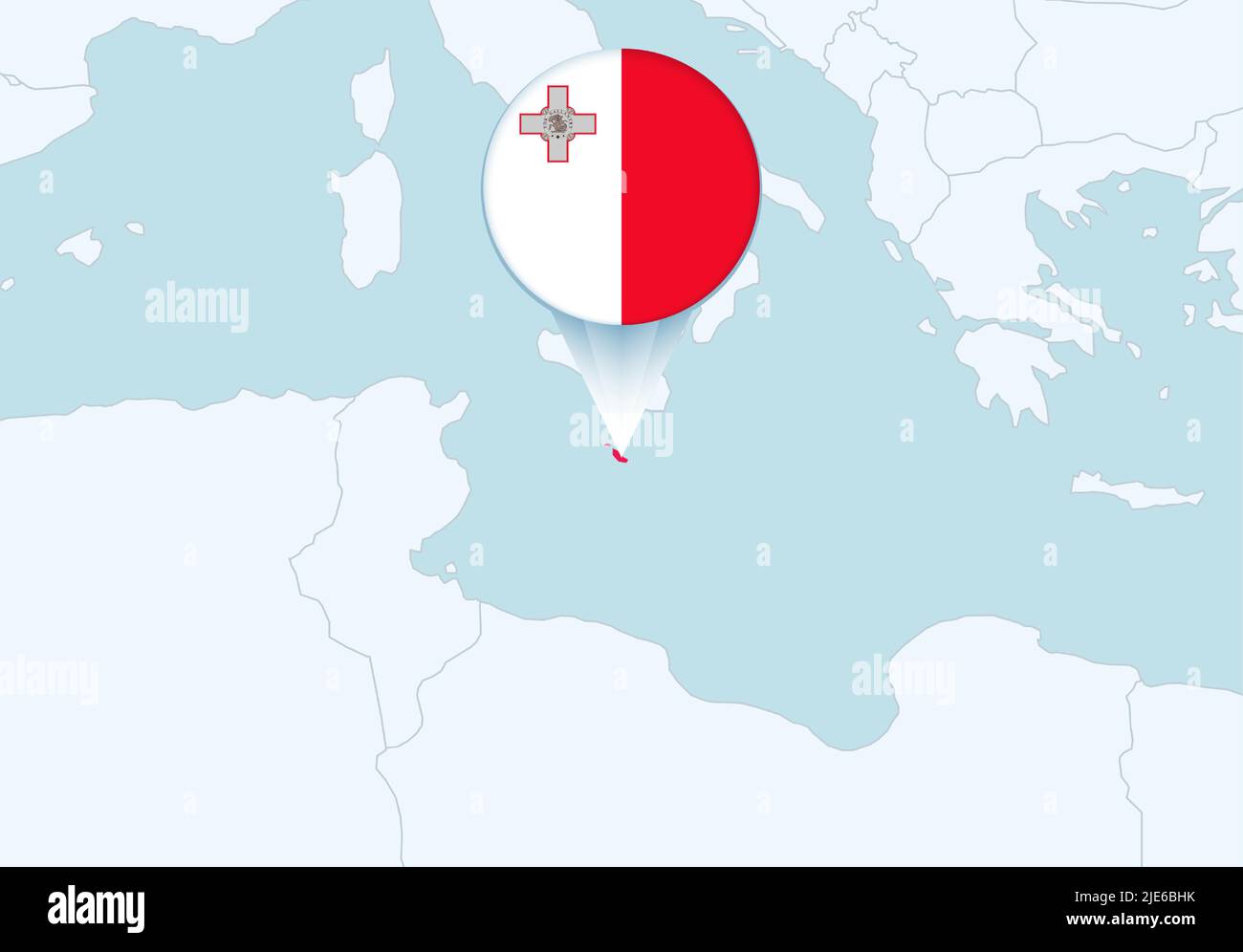 Europe with selected Malta map and Malta flag icon. Vector map and flag ...