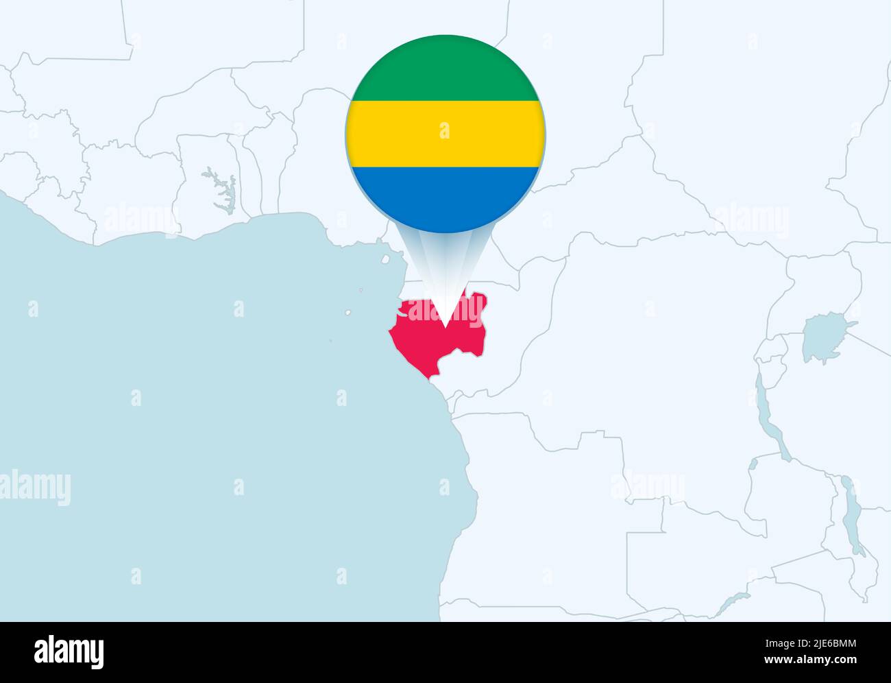 Africa with selected Gabon map and Gabon flag icon. Vector map and flag ...