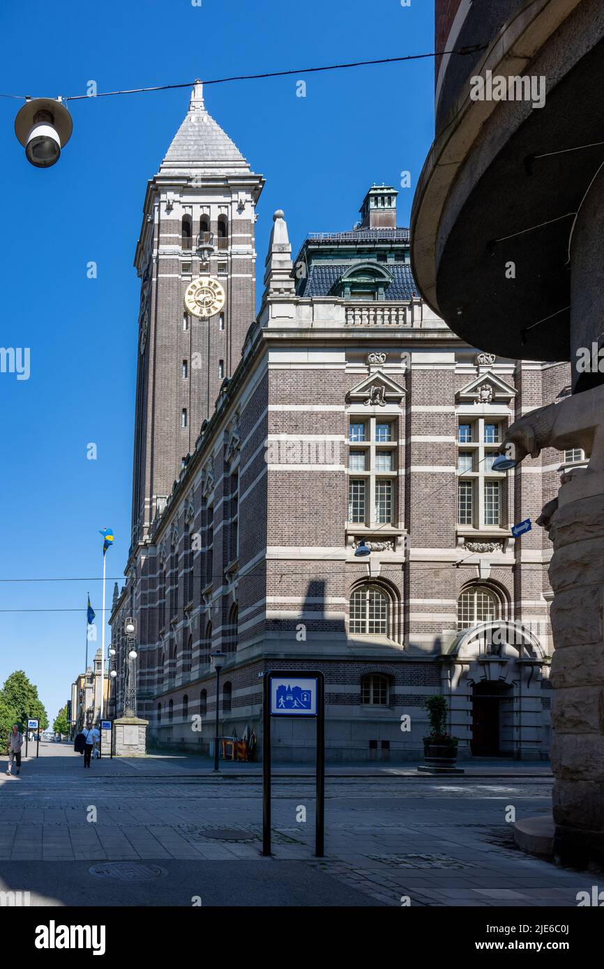 The City Hall at the German Square in Norrköping, Sweden. The 68 meter ...