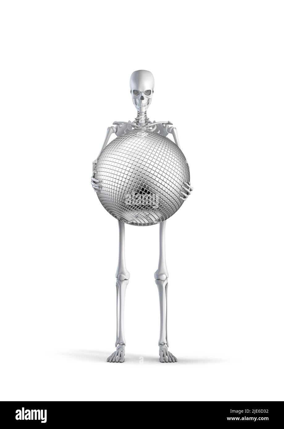 Skeleton with disco ball - 3D illustration of male human skeleton ...