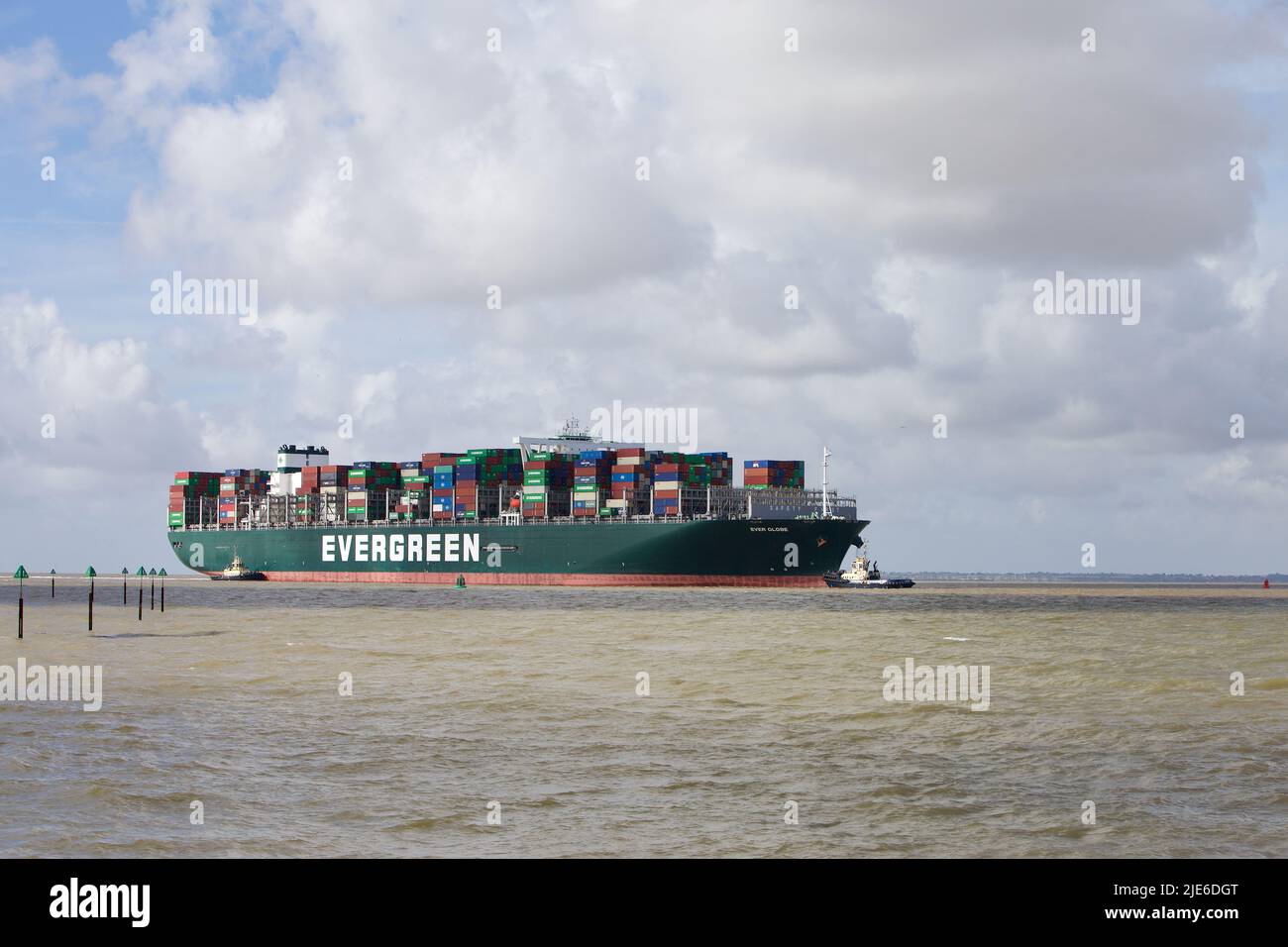 Evergreen Container ship Ever Globe entering Harwich Haven on route to ...