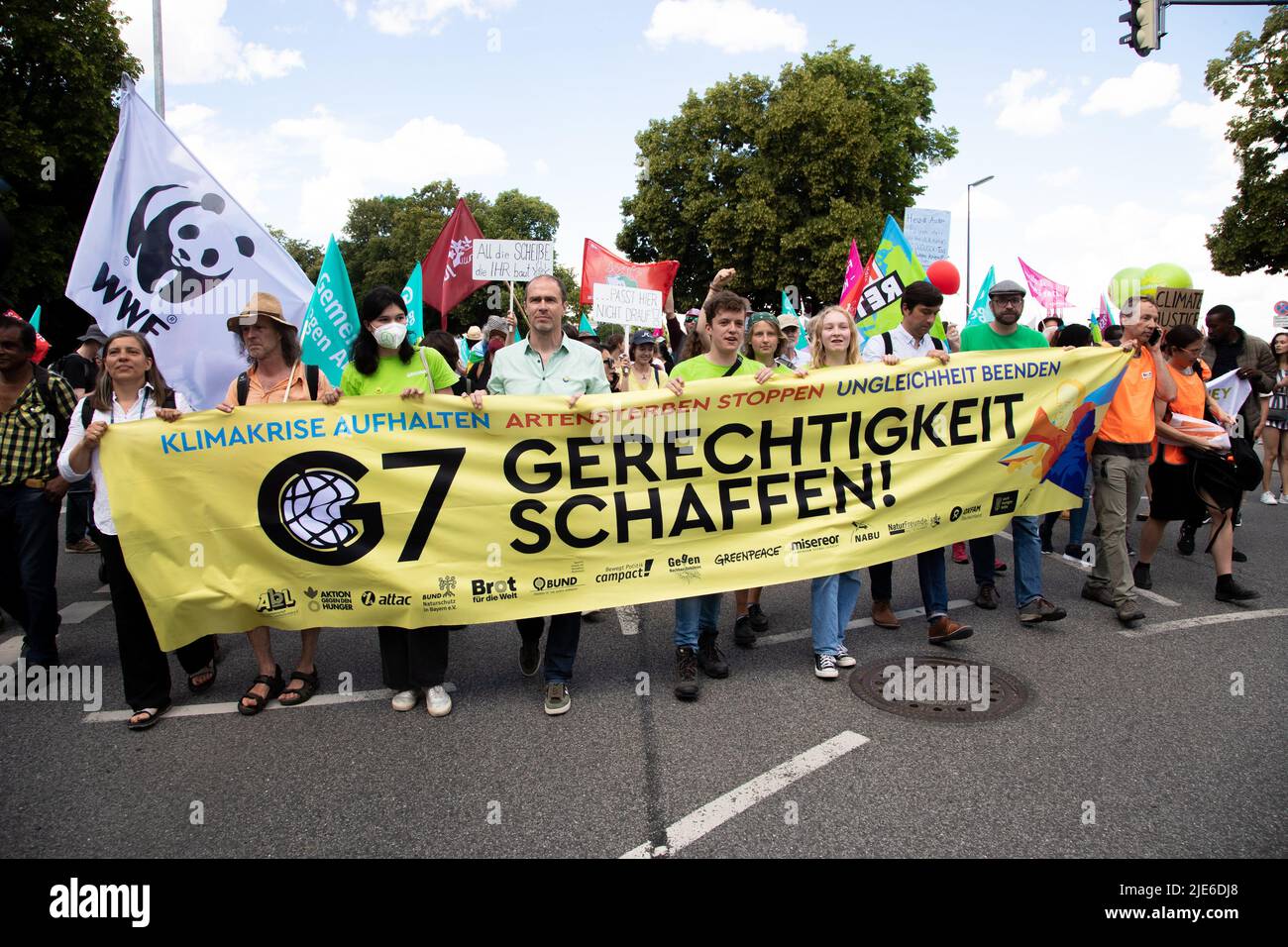 On June 25, 2022 7000 people joined the anti-G7 demo in Munich, Germany ...
