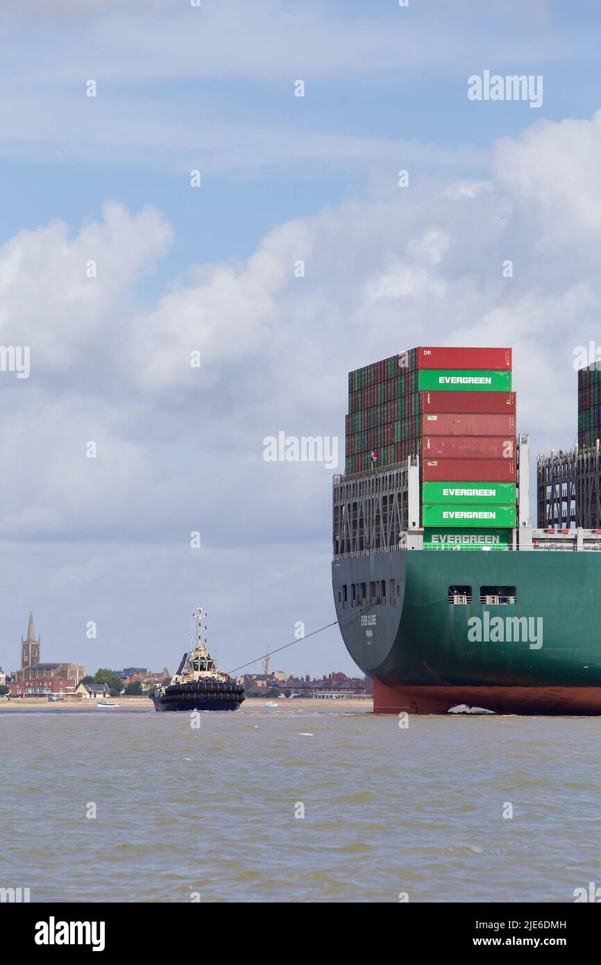 Evergreen Container ship Ever Globe entering Harwich Haven on route to ...