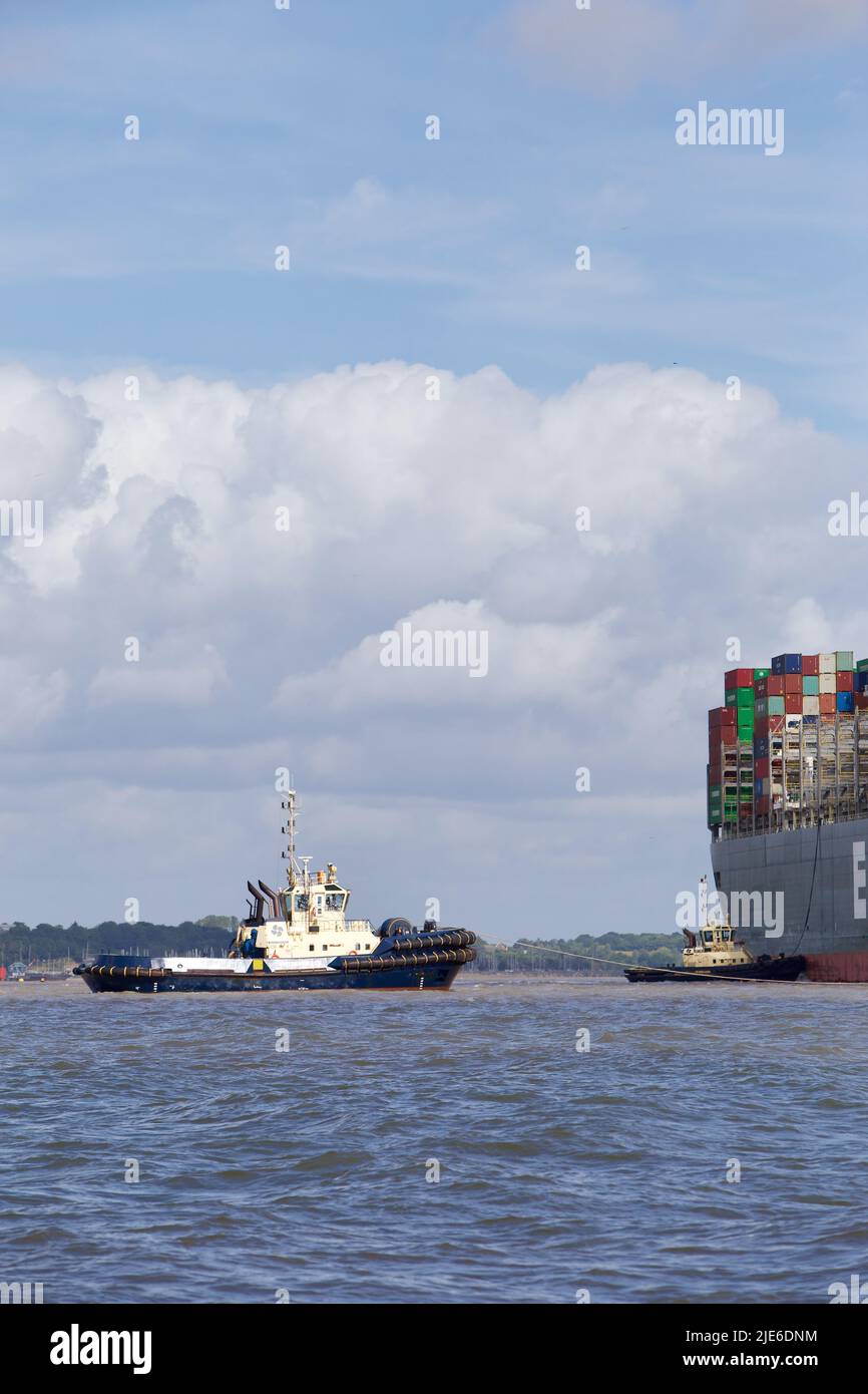Evergreen Container ship Ever Globe docking at the Port of Felixstowe ...