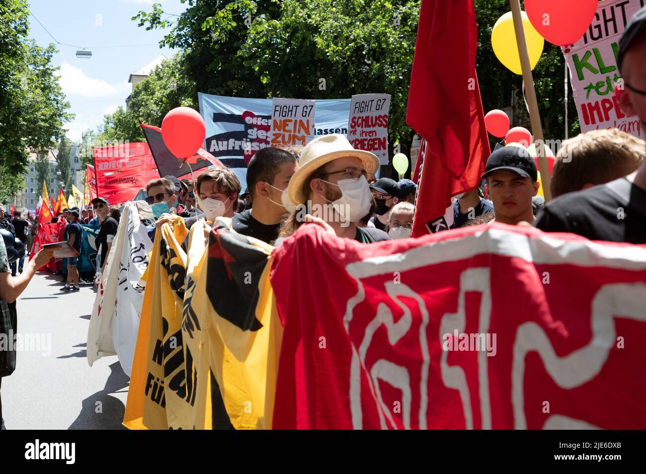 On June 25, 2022 7000 people joined the anti-G7 demo in Munich, Germany ...