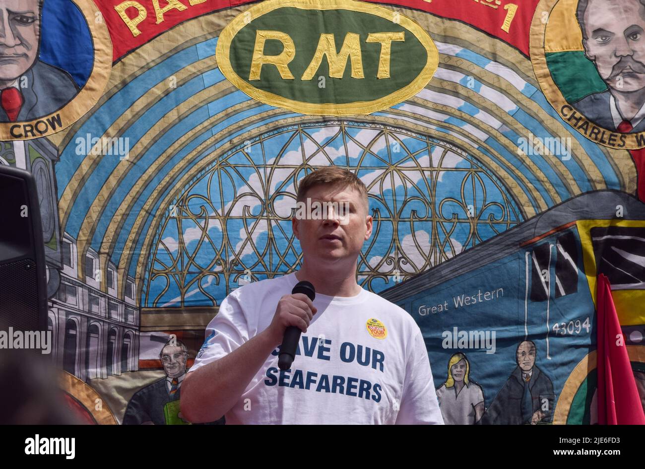 London, UK. 25th June 2022. RMT union Senior Assistant General ...
