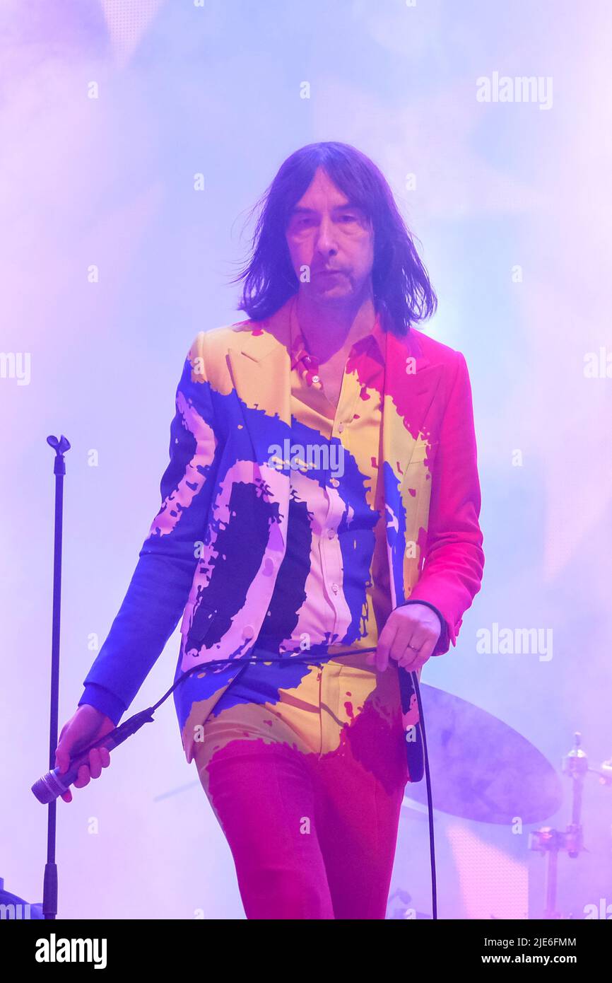 Scottish born frontman with alternative rock band Primal Scream, Robert ...