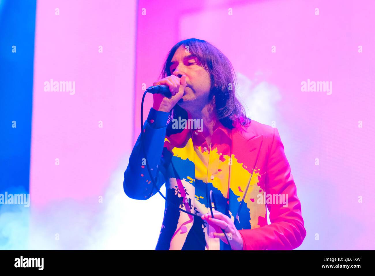 Scottish born frontman with alternative rock band Primal Scream, Robert ...