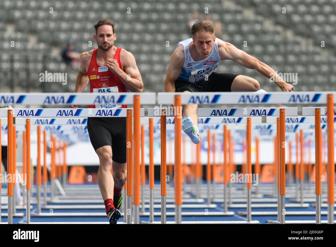 Stefan Volzer (VfL Sindelfingen) during the 110 metre hurdles semi ...