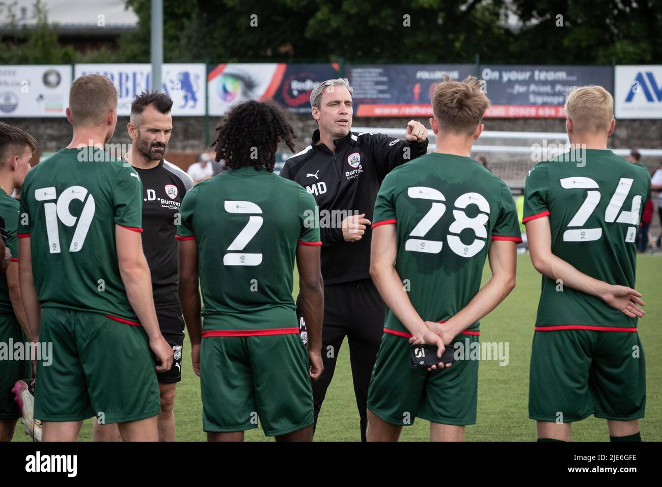 Newly appointed manager of Barnsley Michael Duff gives instructions to ...