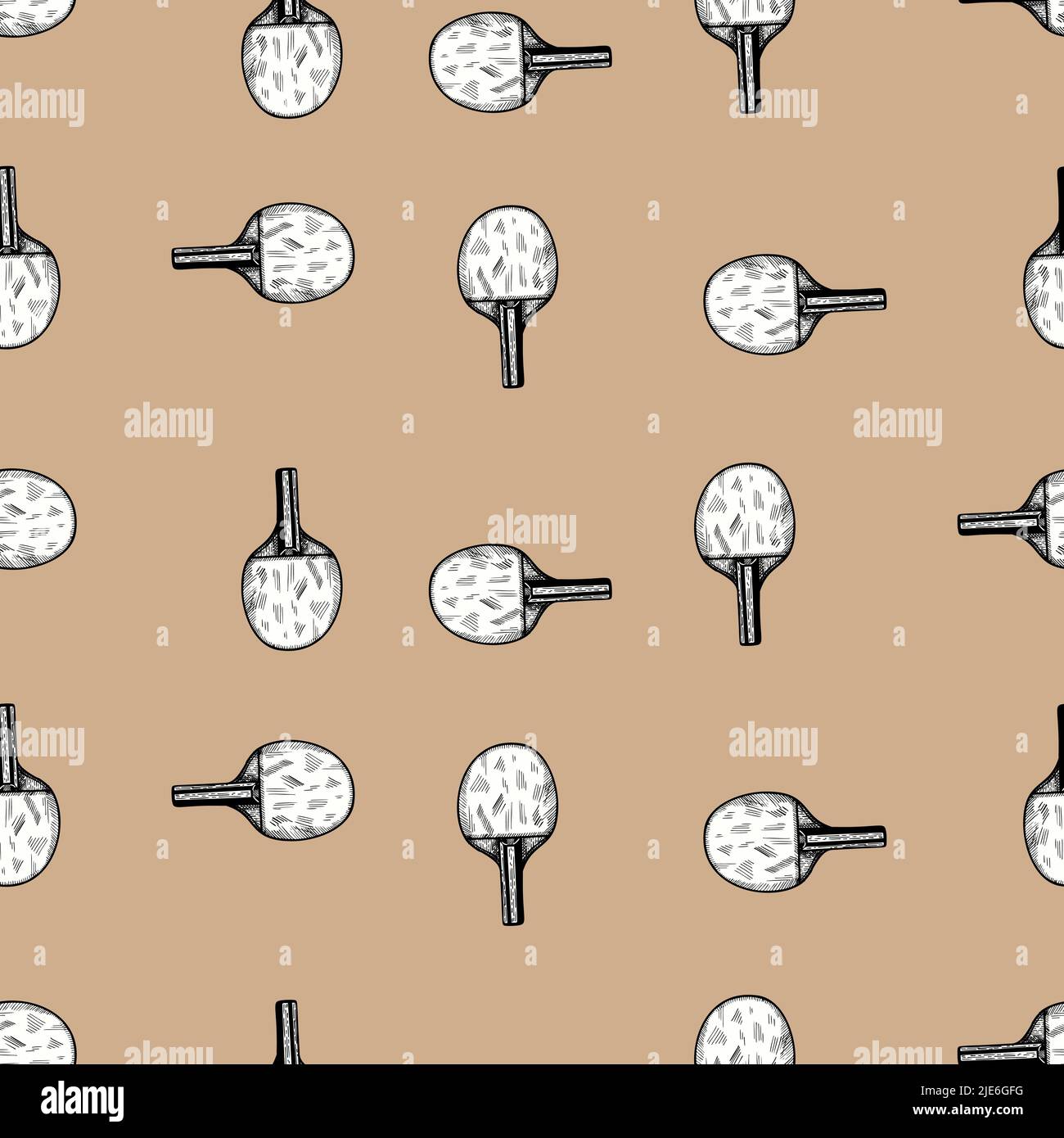 Ping pong racket sketch seamless pattern. Vintage sport elements for ...