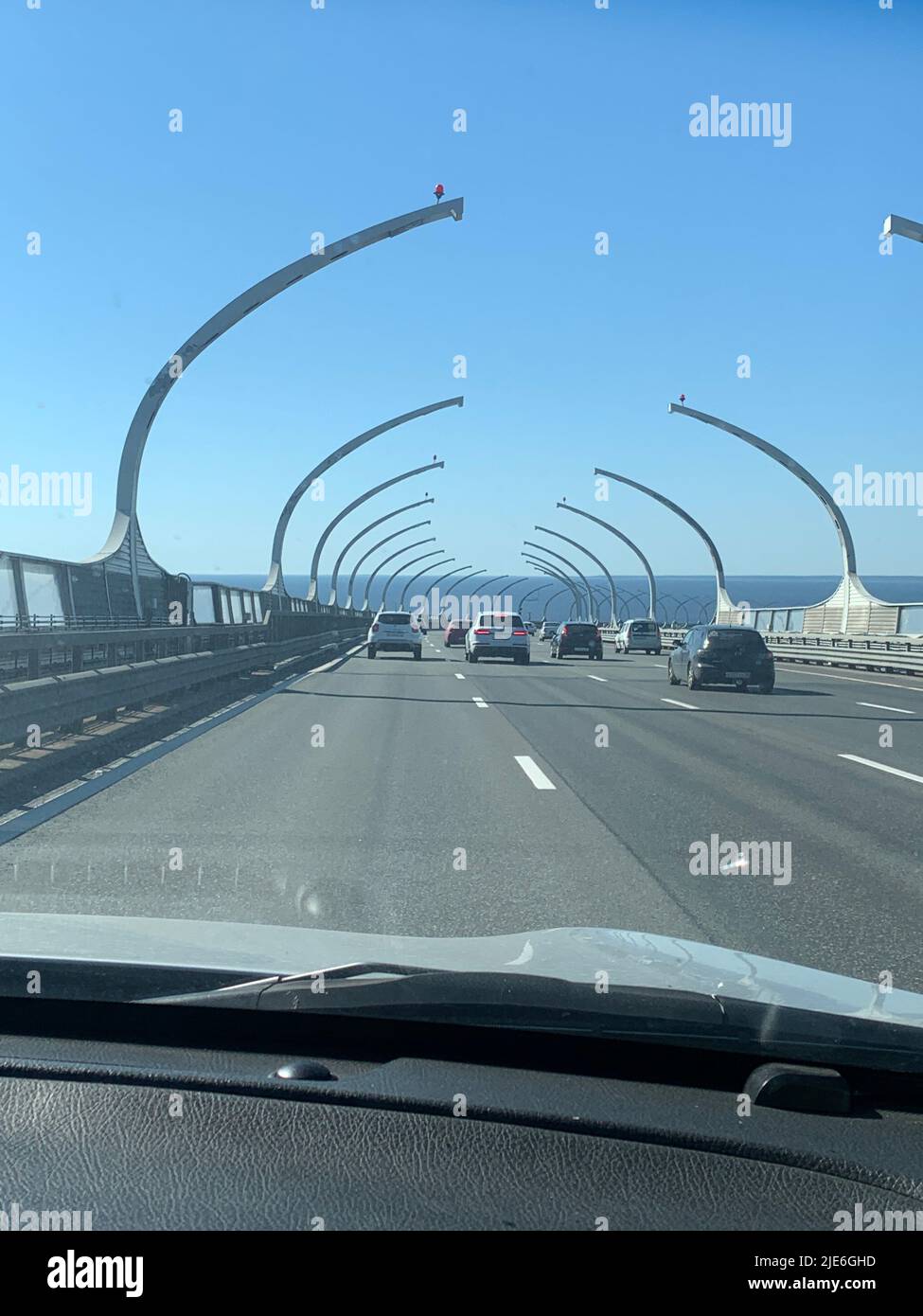 Driving across the bridge, first person view Stock Photo - Alamy
