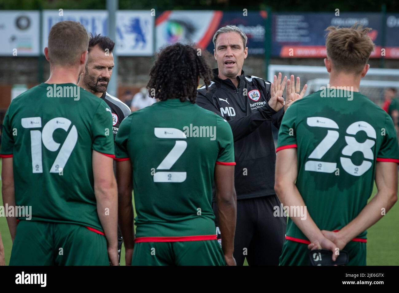 Newly appointed manager of Barnsley Michael Duff gives instructions to ...