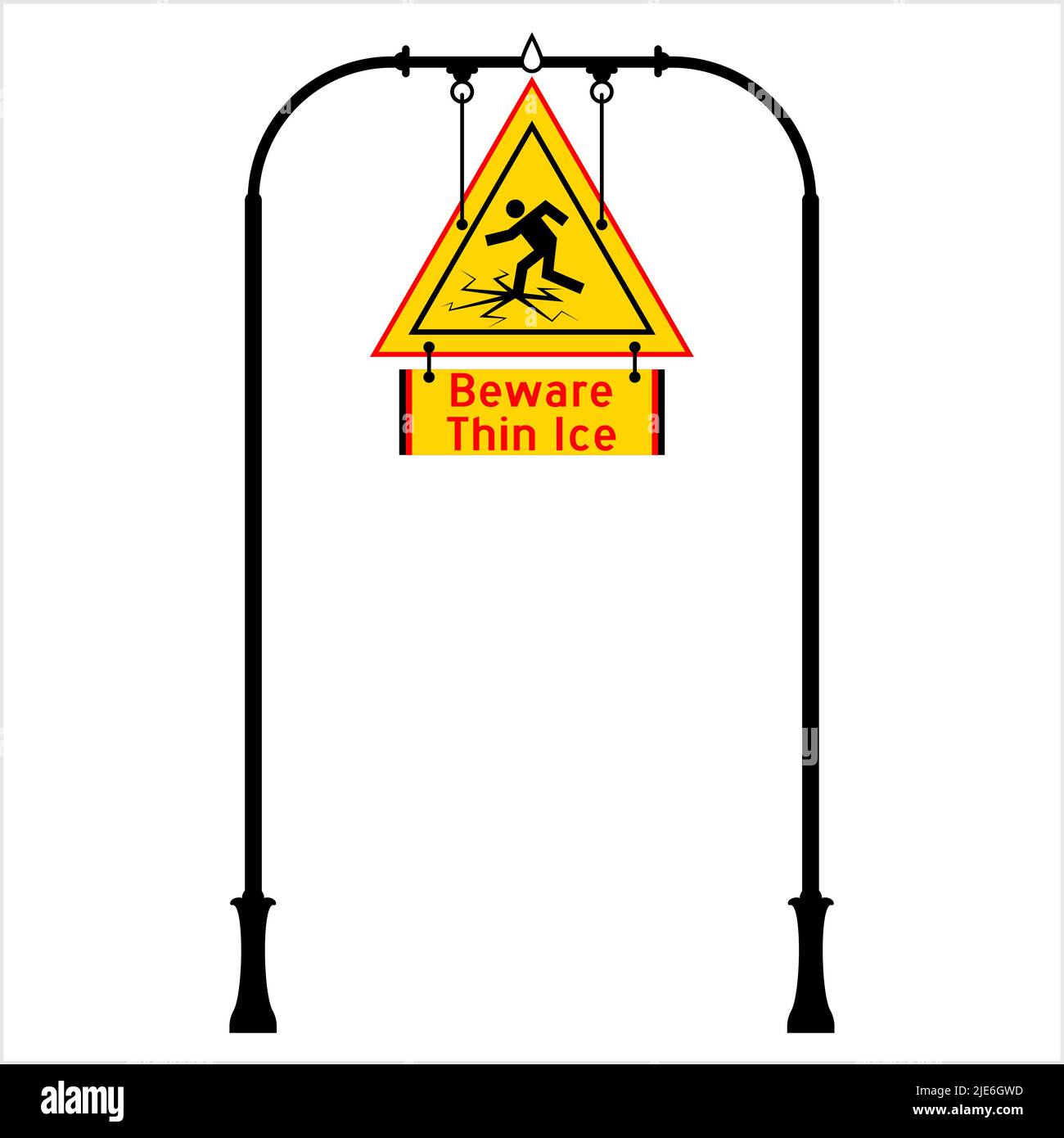 Beware Thin Ice Sign Vector Art Illustration Stock Vector Image & Art ...