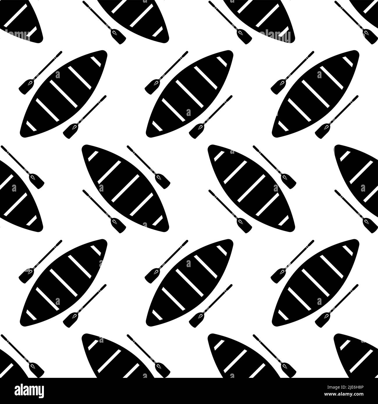 Boat With Boat Paddle Icon Seamless Pattern, Boat Paddle Pair Vector ...