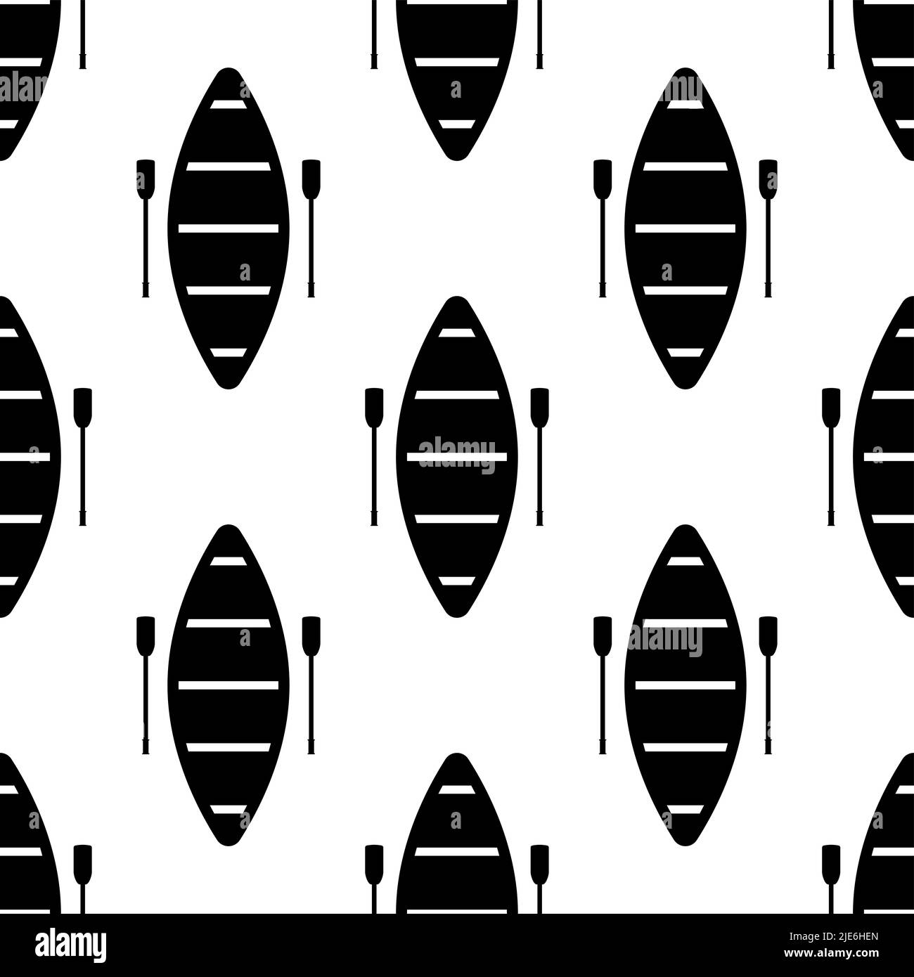 Boat With Boat Paddle Icon Seamless Pattern, Boat Paddle Pair Vector ...