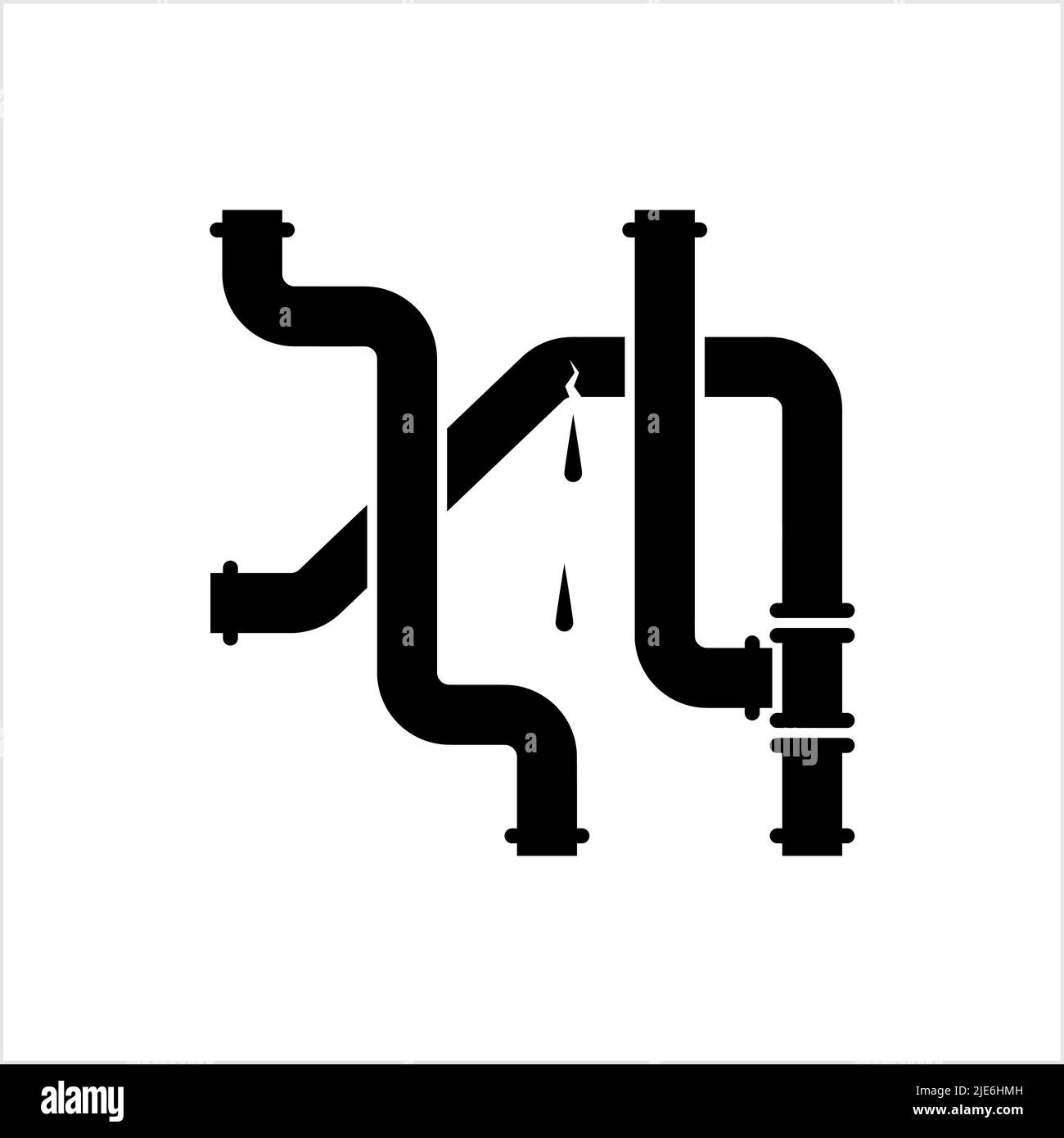 Broken Pipe Icon, Leakage In Pipe Vector Art Illustration Stock Vector ...