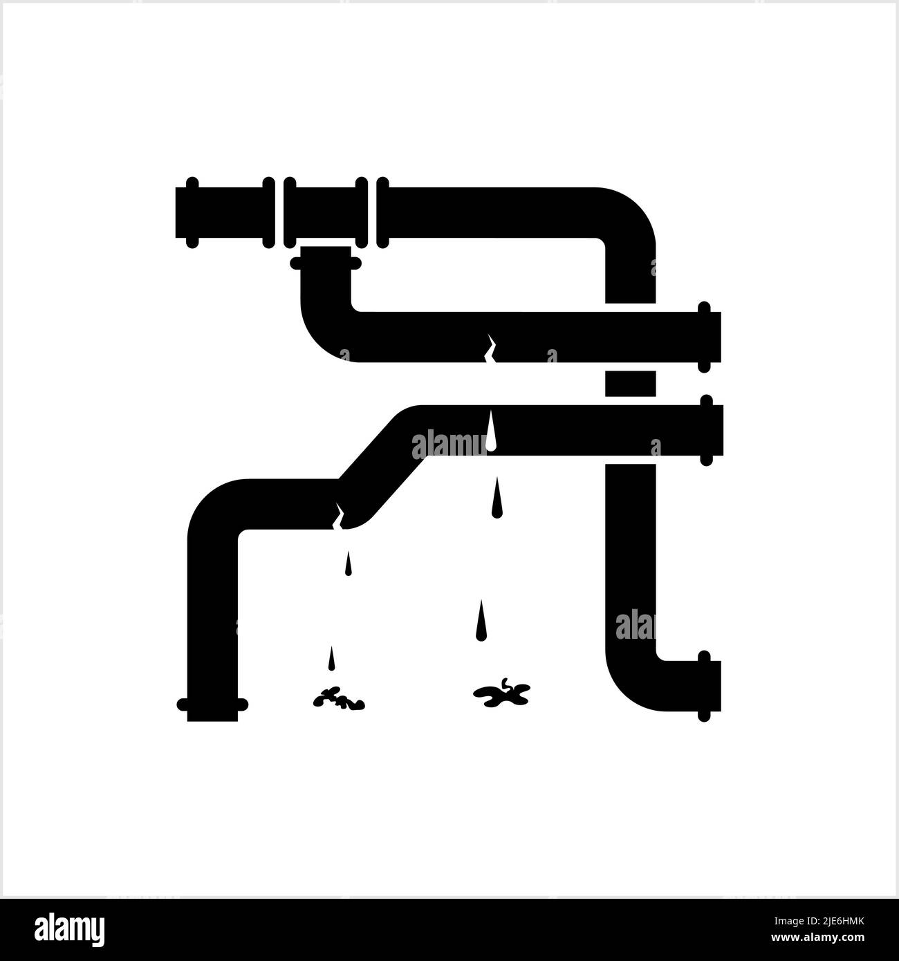 Broken Pipe Icon, Leakage In Pipe Vector Art Illustration Stock Vector ...