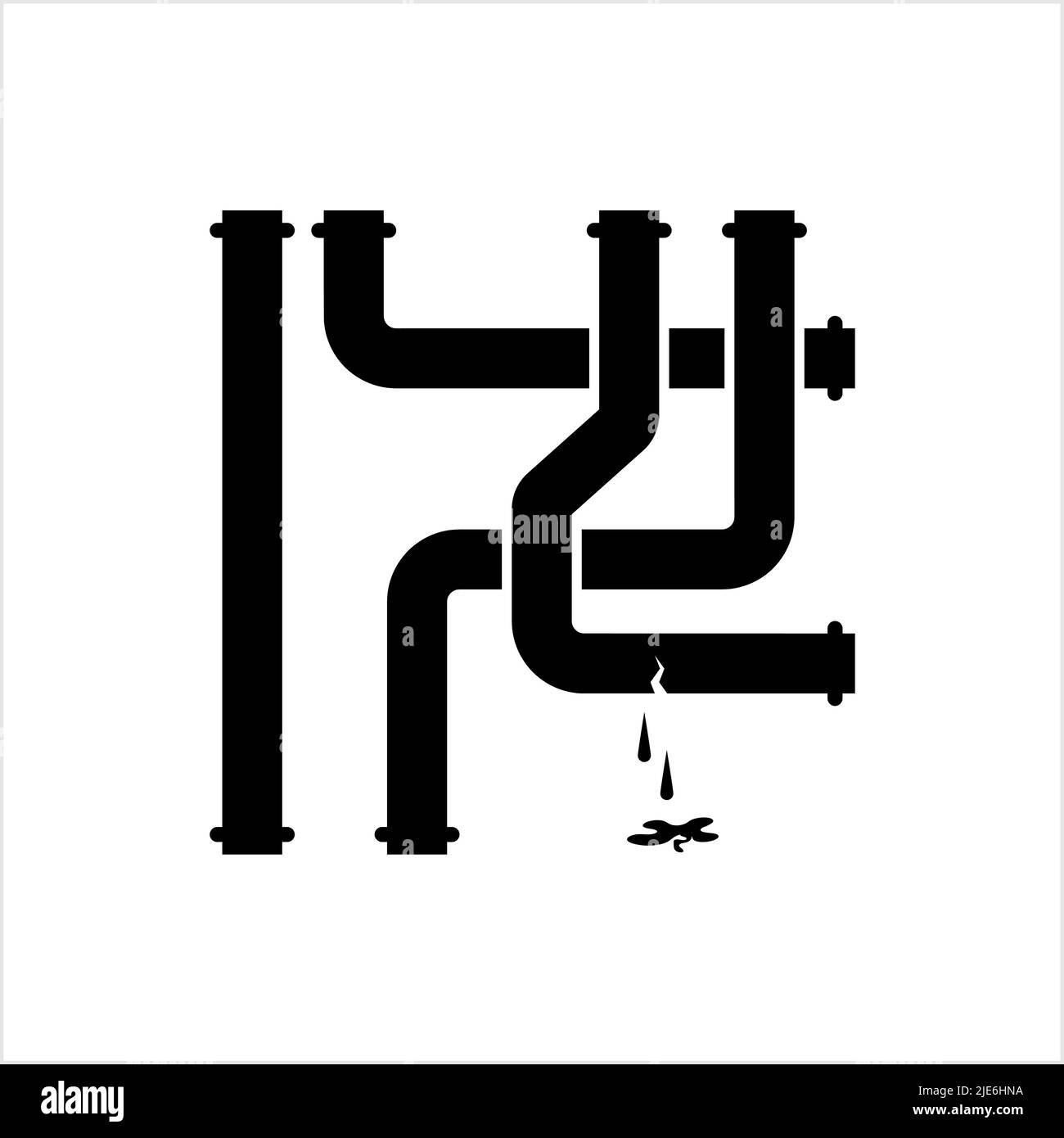 Broken Pipe Icon, Leakage In Pipe Vector Art Illustration Stock Vector ...