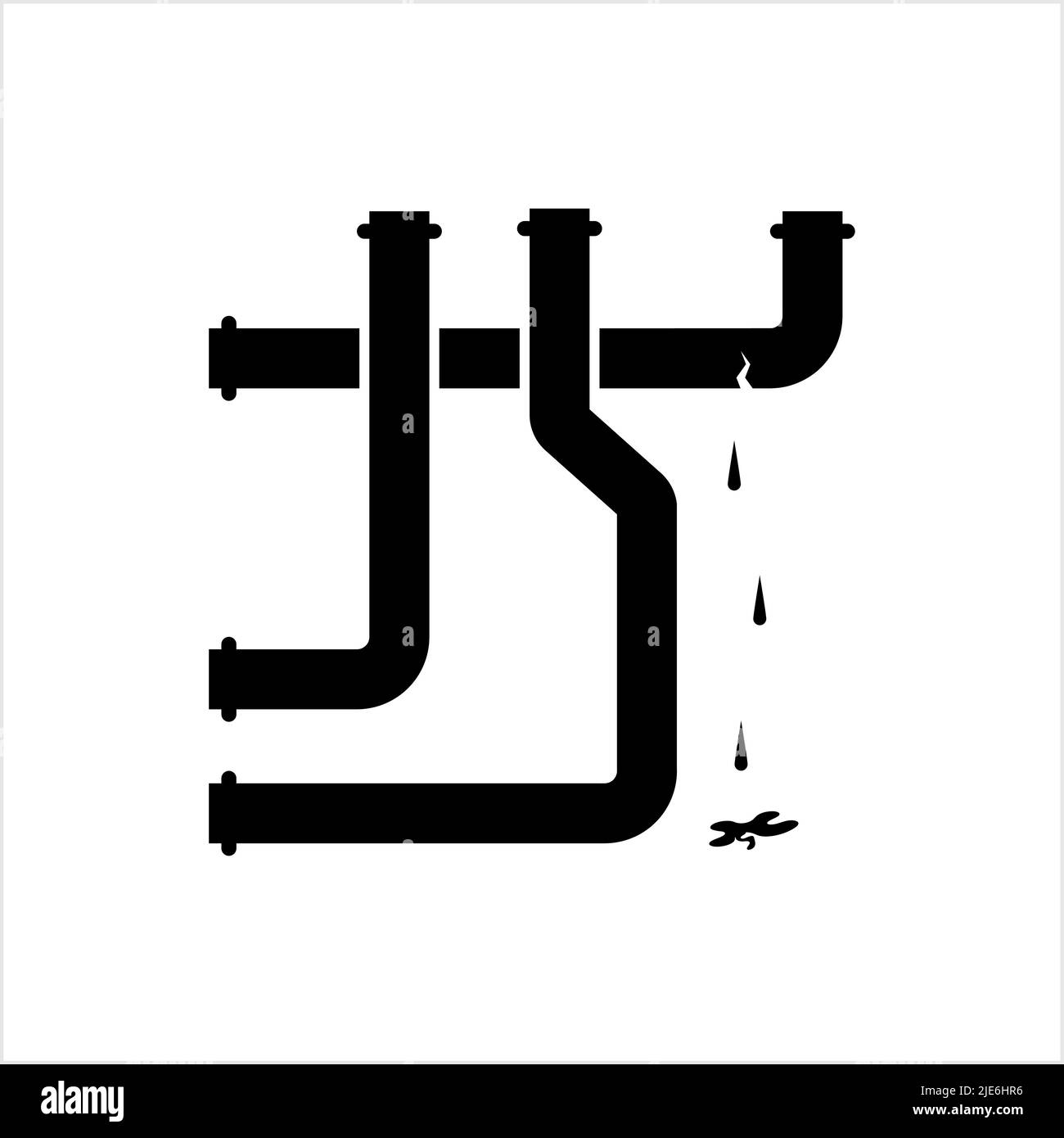 Broken Pipe Icon, Leakage In Pipe Vector Art Illustration Stock Vector ...