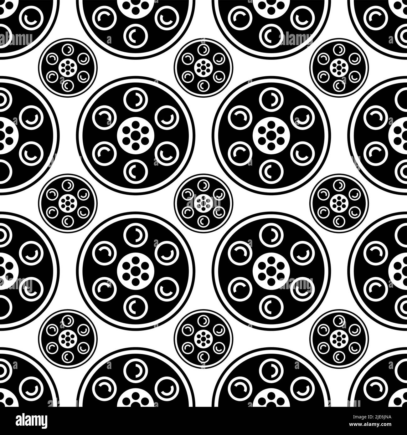 Film Reel Icon, Cinema Movie Reel Icon Seamless Pattern Vector Art ...