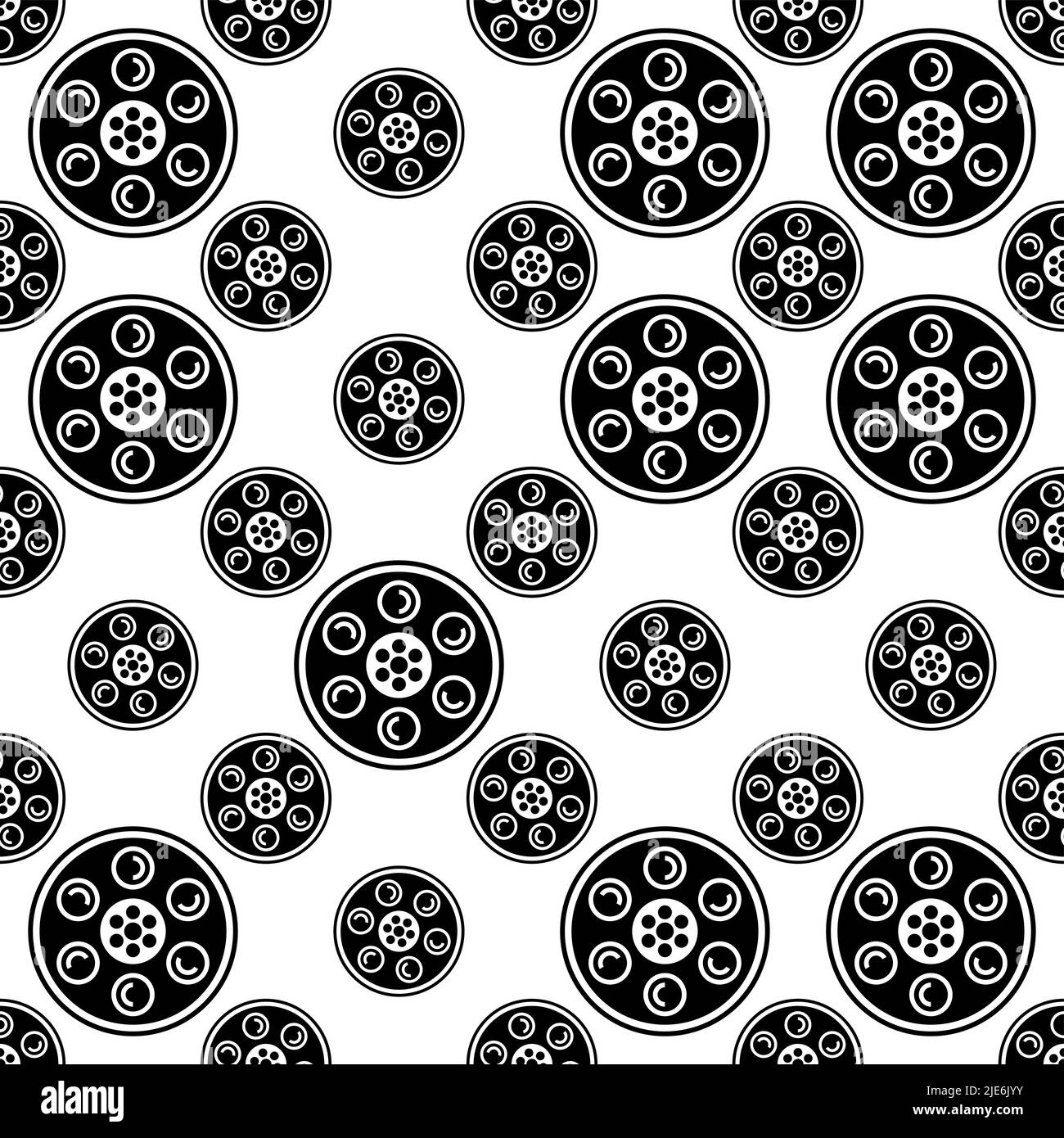 Film Reel Icon, Cinema Movie Reel Icon Seamless Pattern Vector Art ...