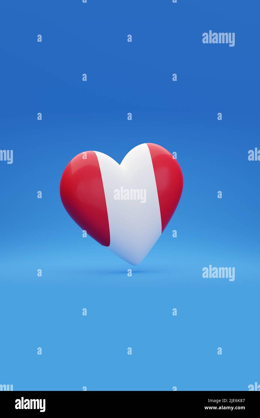 Heart with the colors of flag Peru. 3d illustration Stock Photo - Alamy