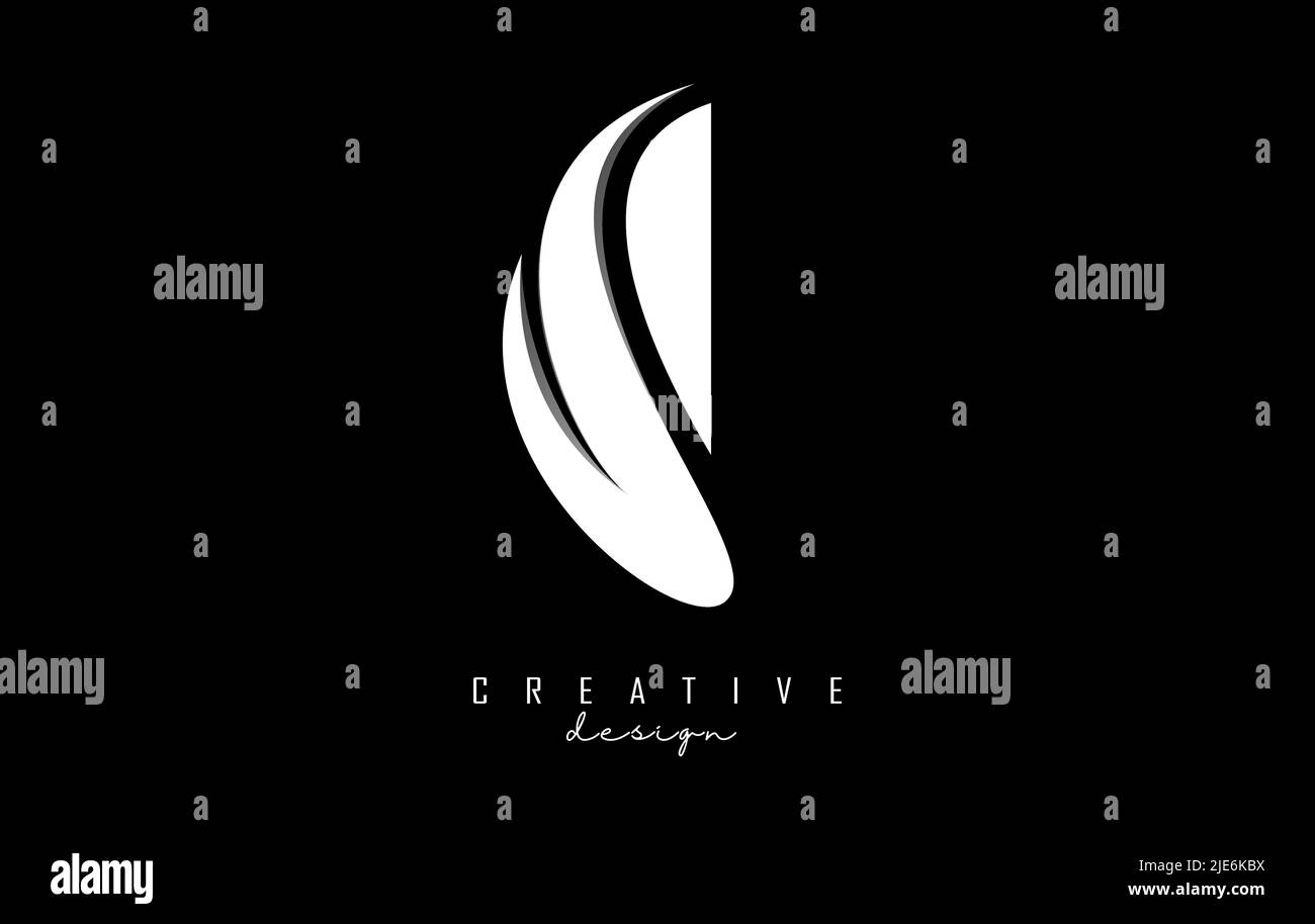 Vector illustration of abstract letter I with white leaf, eco, natural ...