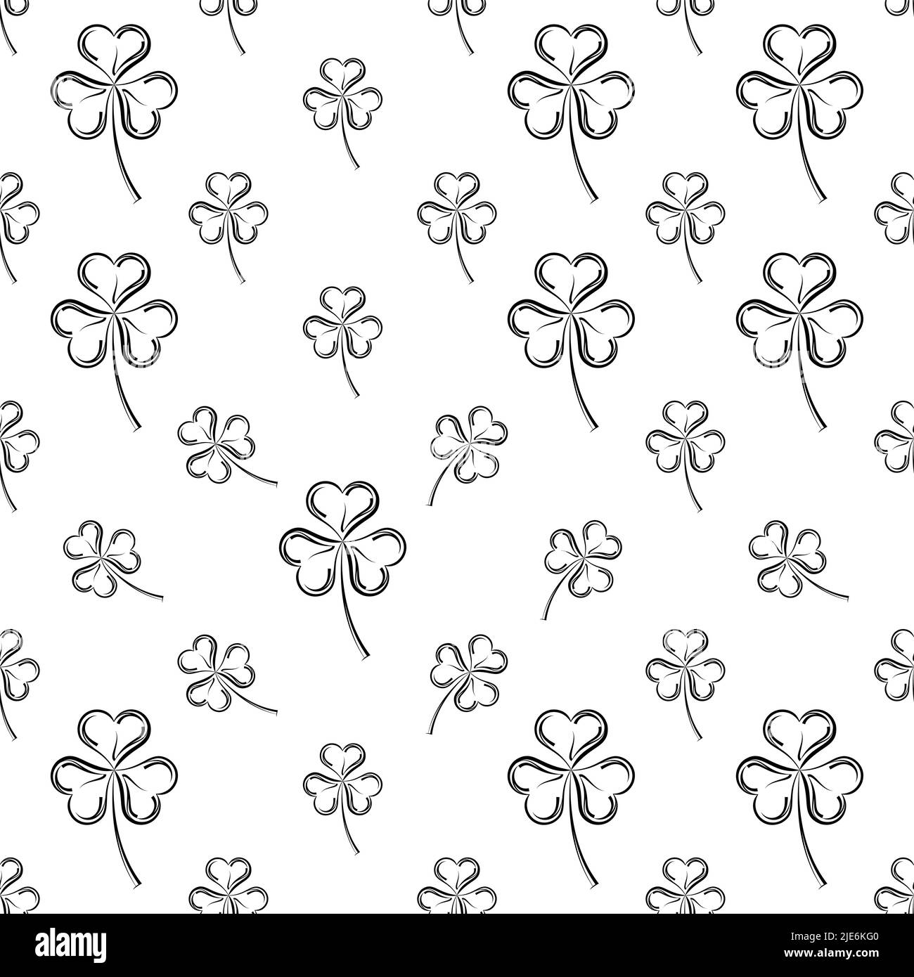 Shamrock Three Leaf Clover Seamless Pattern Vector Art Illustration ...