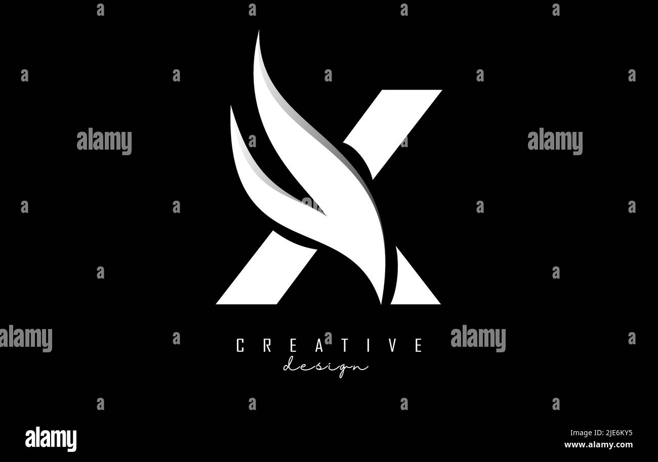 Vector illustration of abstract letter X with white leaf, eco, natural ...