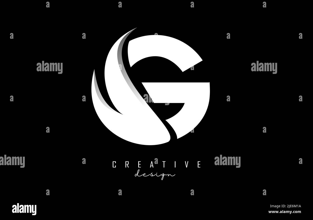 Vector illustration of abstract letter G with white leaf, eco, natural ...