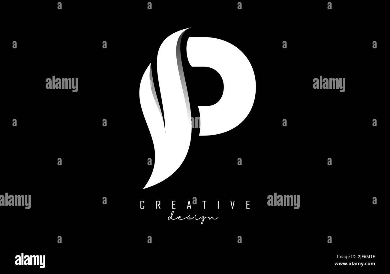 Vector illustration of abstract letter P with white leaf, eco, natural ...