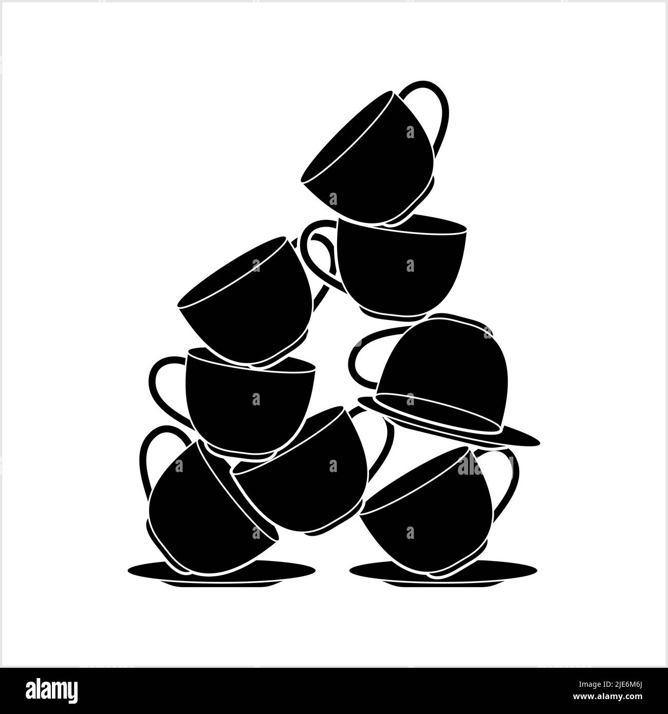Stack Tea Coffee Cups Icon, Cup Stacking Vector Art Illustration Stock ...