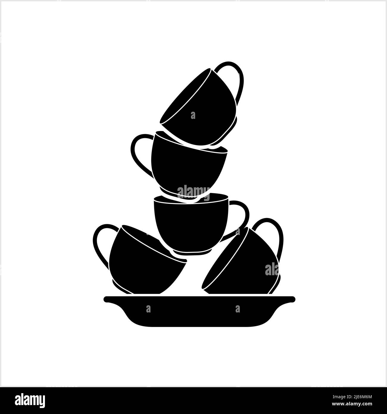Stack Tea Coffee Cups Icon, Cup Stacking Vector Art Illustration Stock ...