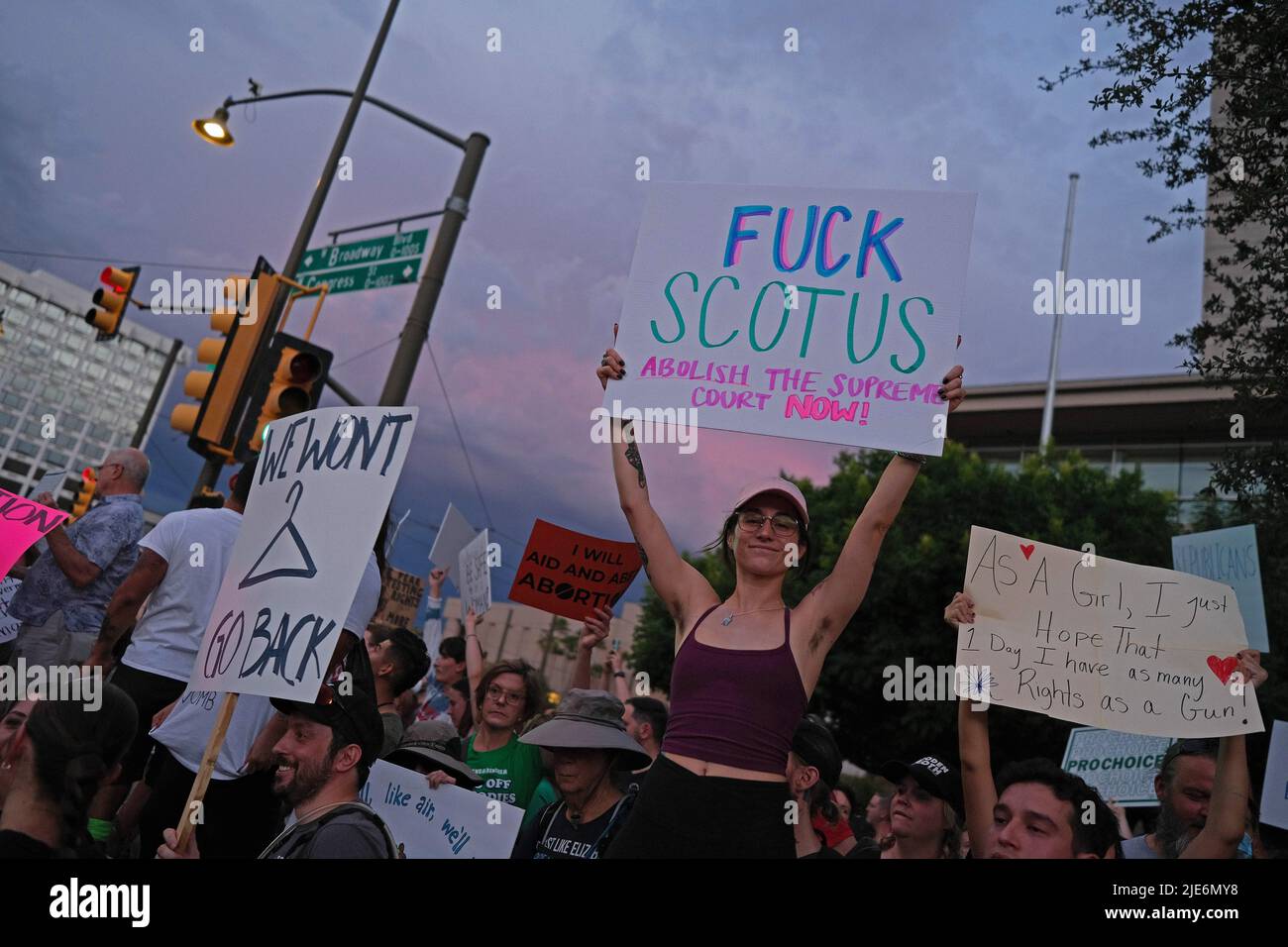 Tucson, Arizona, USA. 24th June, 2022. Pro choice supporters ...