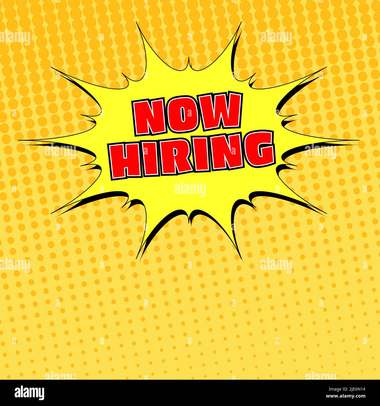 Now Hiring in red with yellow starburst - Vector Illustration Stock ...