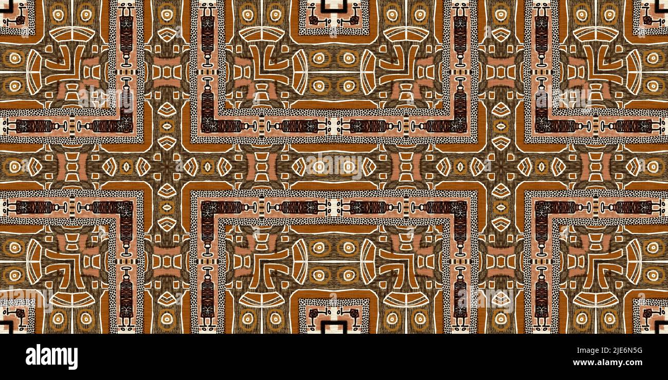 Brown safari animal print patchwork seamless border pattern. Natural ...